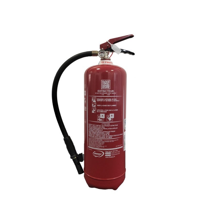 Extincteur 6L Eau PP NF SANS FLUOR avec QRCODE POUR FORMATION MOBIAK ...