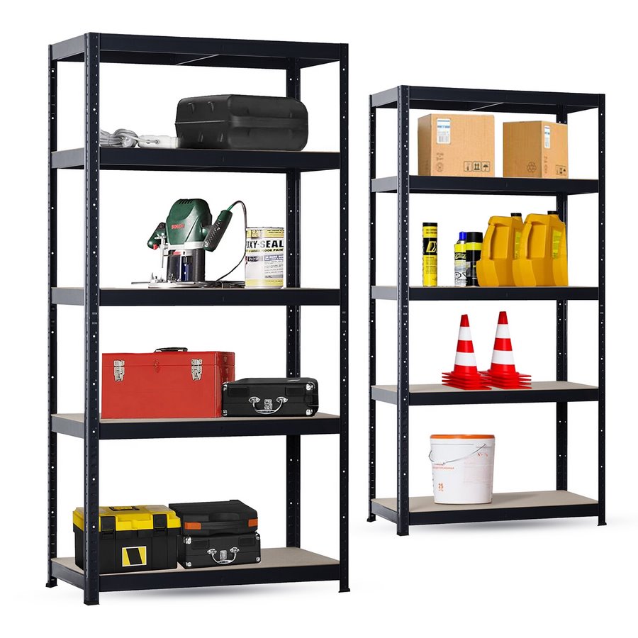 Set 2 scaffali metallici neri 180x90x40 cm | Leroy Merlin