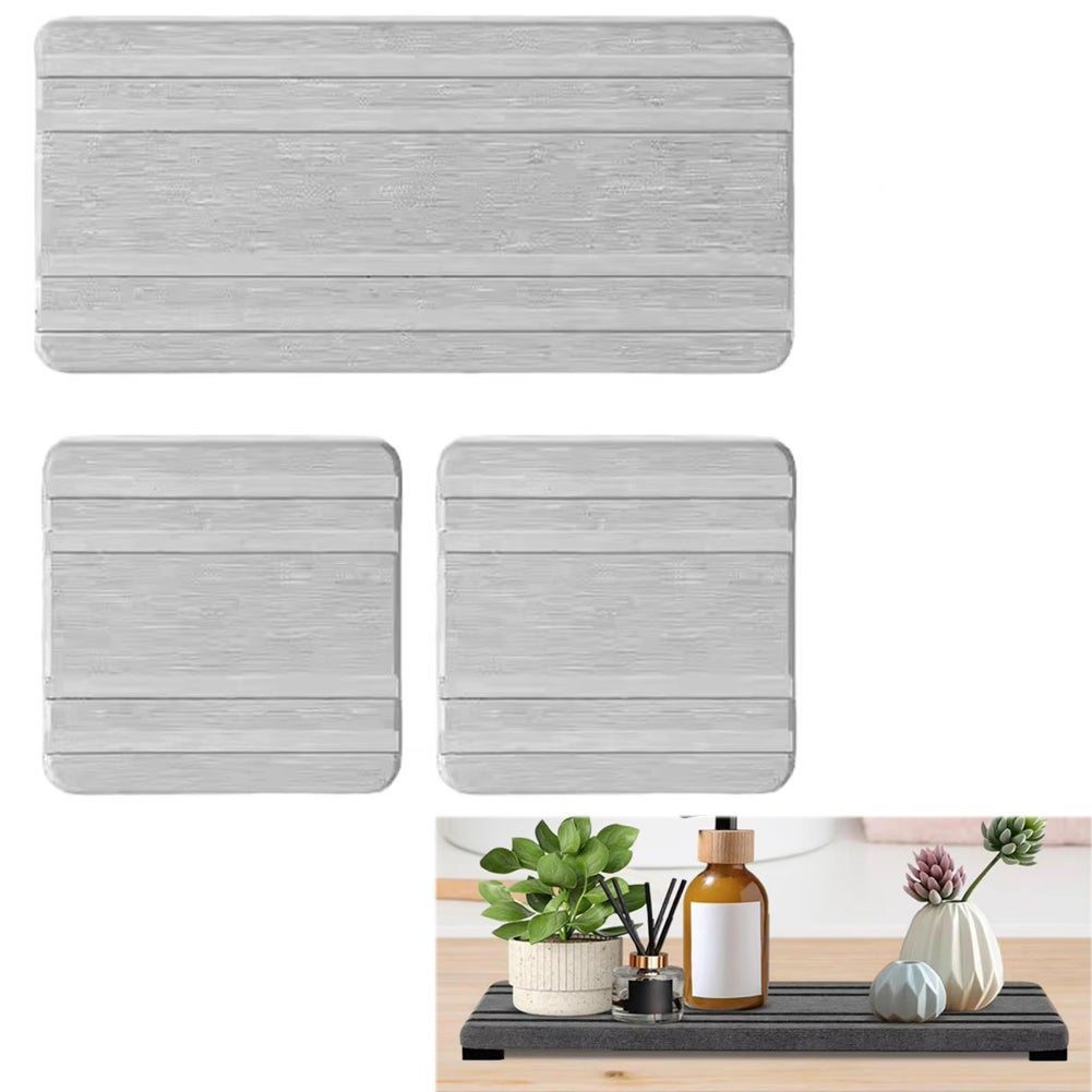 NICOLA Lot de 3 plateaux en pierre absorbante, tapis d'égouttoir à ...