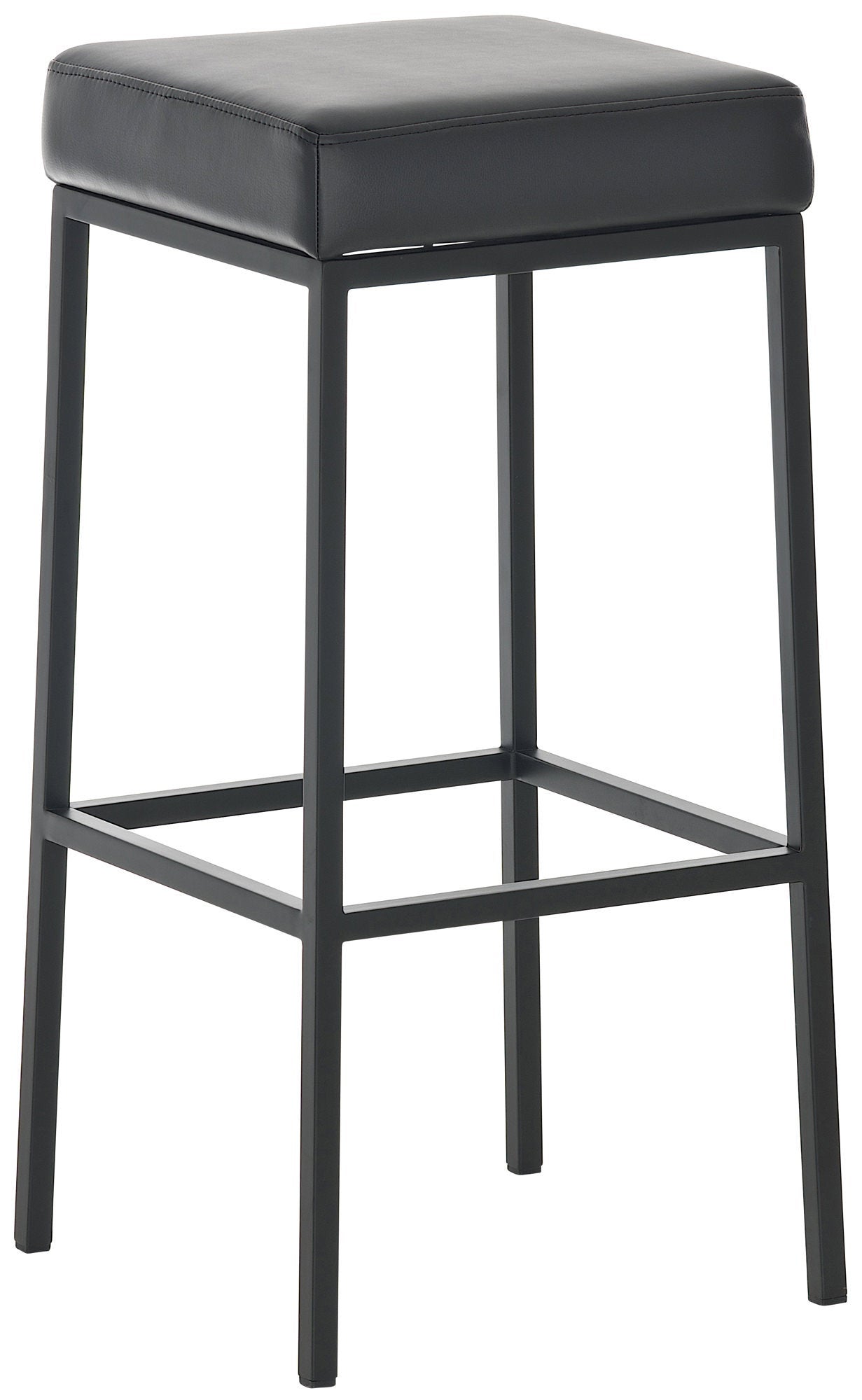 Tabouret de bar design moderne en synthétique noir pieds forme carré ...