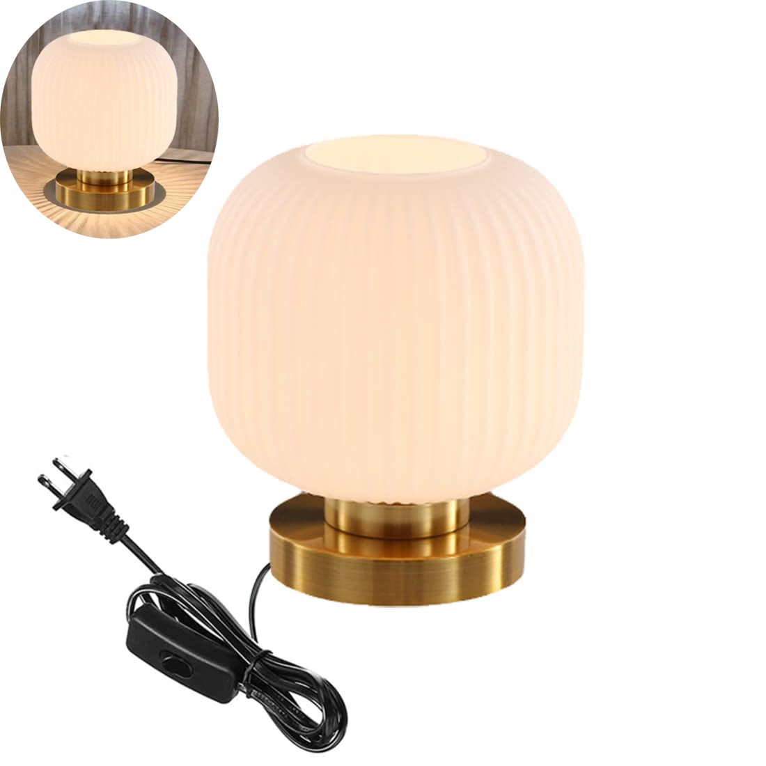 Lampe de table en verre moderne du milieu du siècle avec prise et ...