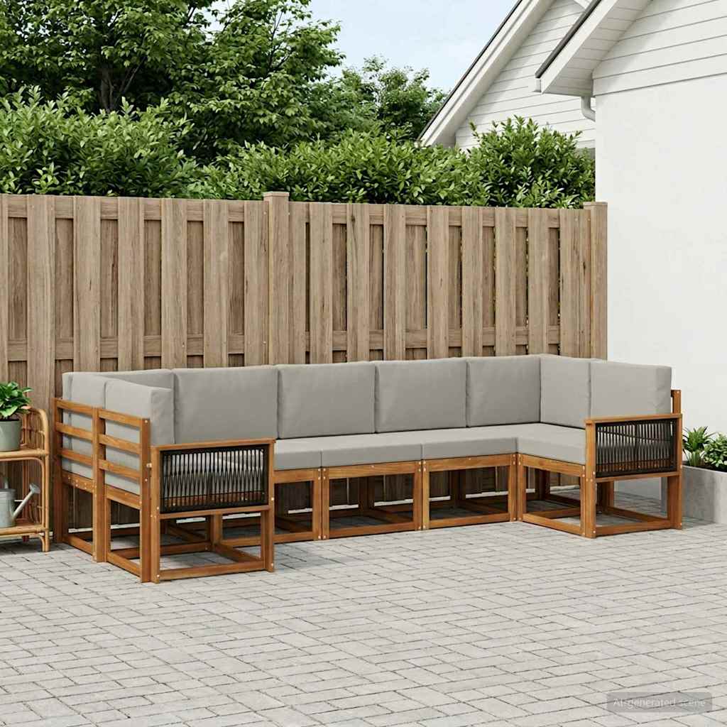Ensemble de canapés d'extérieur 7 pcs Naturel et gris clair | Leroy Merlin