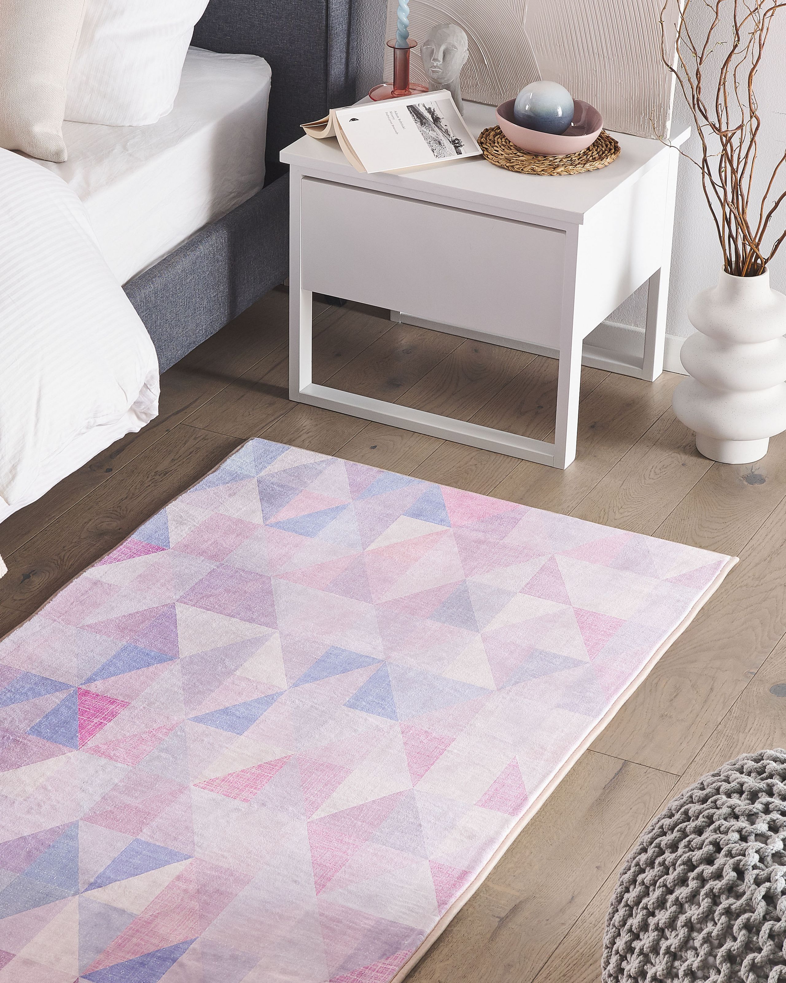 Tapis au Motif Triangles Multicolores Bleu et Gris 80 x 150 cm Idéal ...