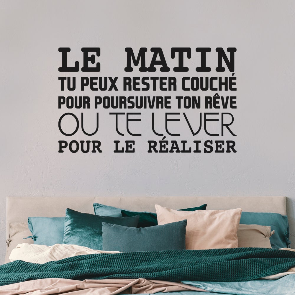 Sticker Mural - Citation Le matin... 3617681355472 - Noir - 47x81 cm ...