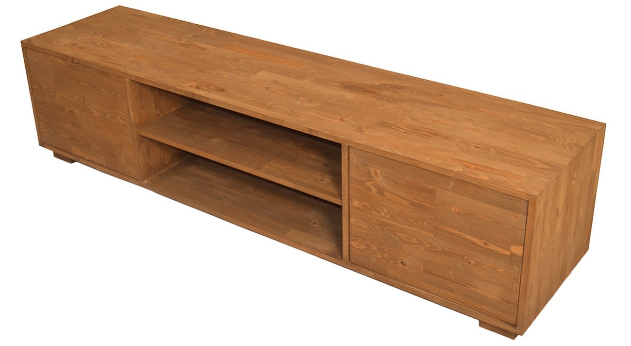 Banc TV bois massif de Pin miel vernis mat Kirel 160cm | Leroy Merlin