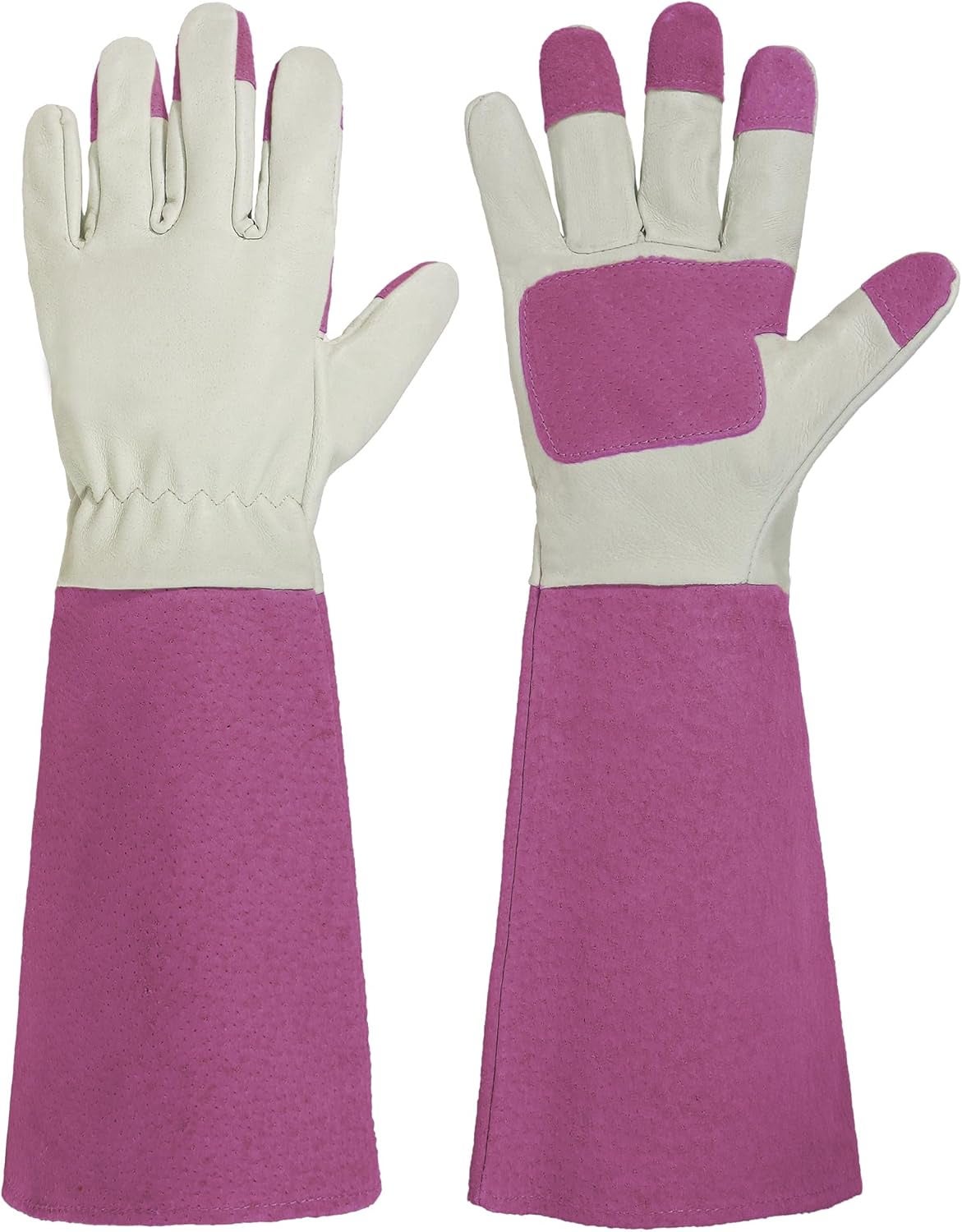 Longs gants de jardinage, gants d'élagage des roses en cuir de porc ...