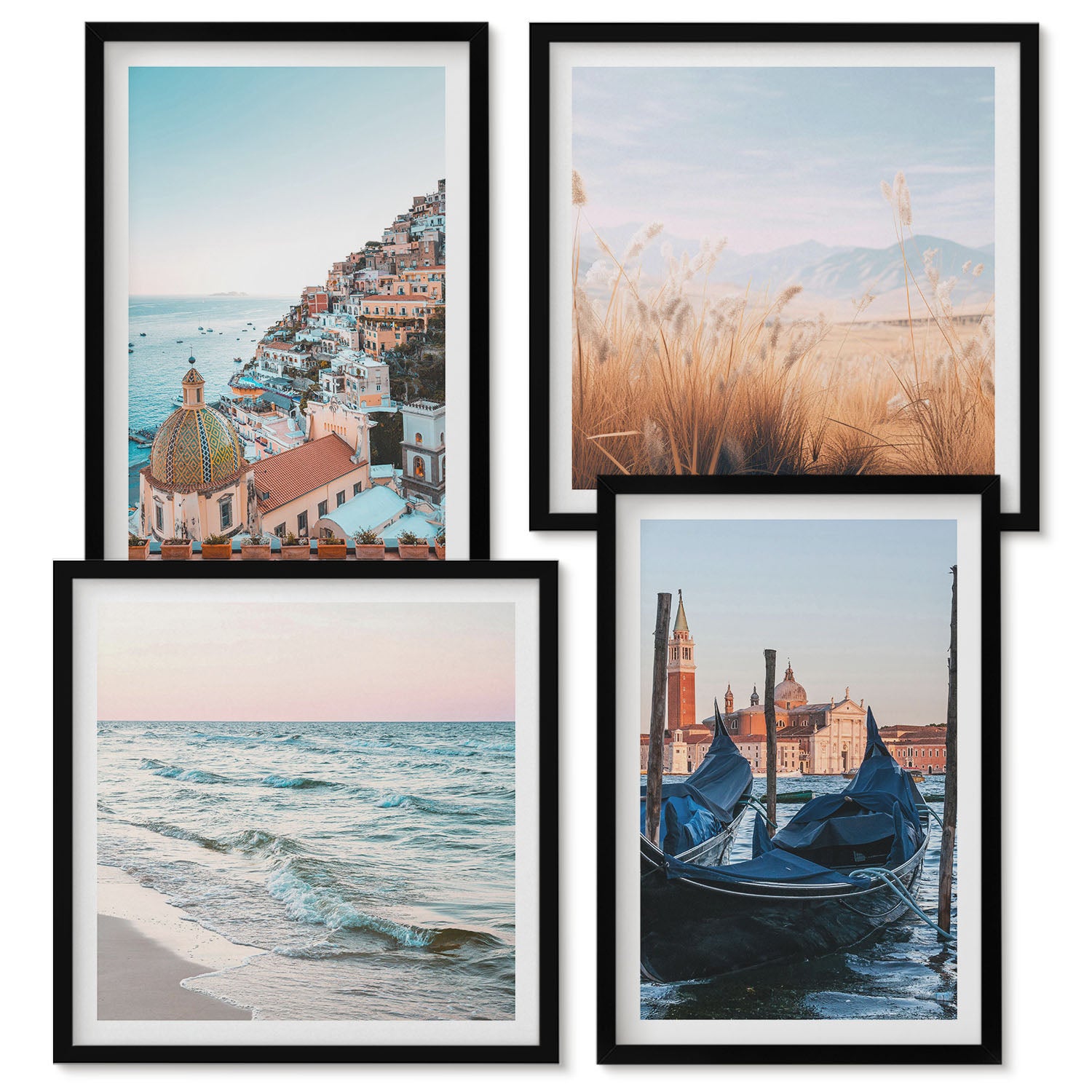Ensemble de 4 tableaux encadrés | Vues sur la mer, architecture ...