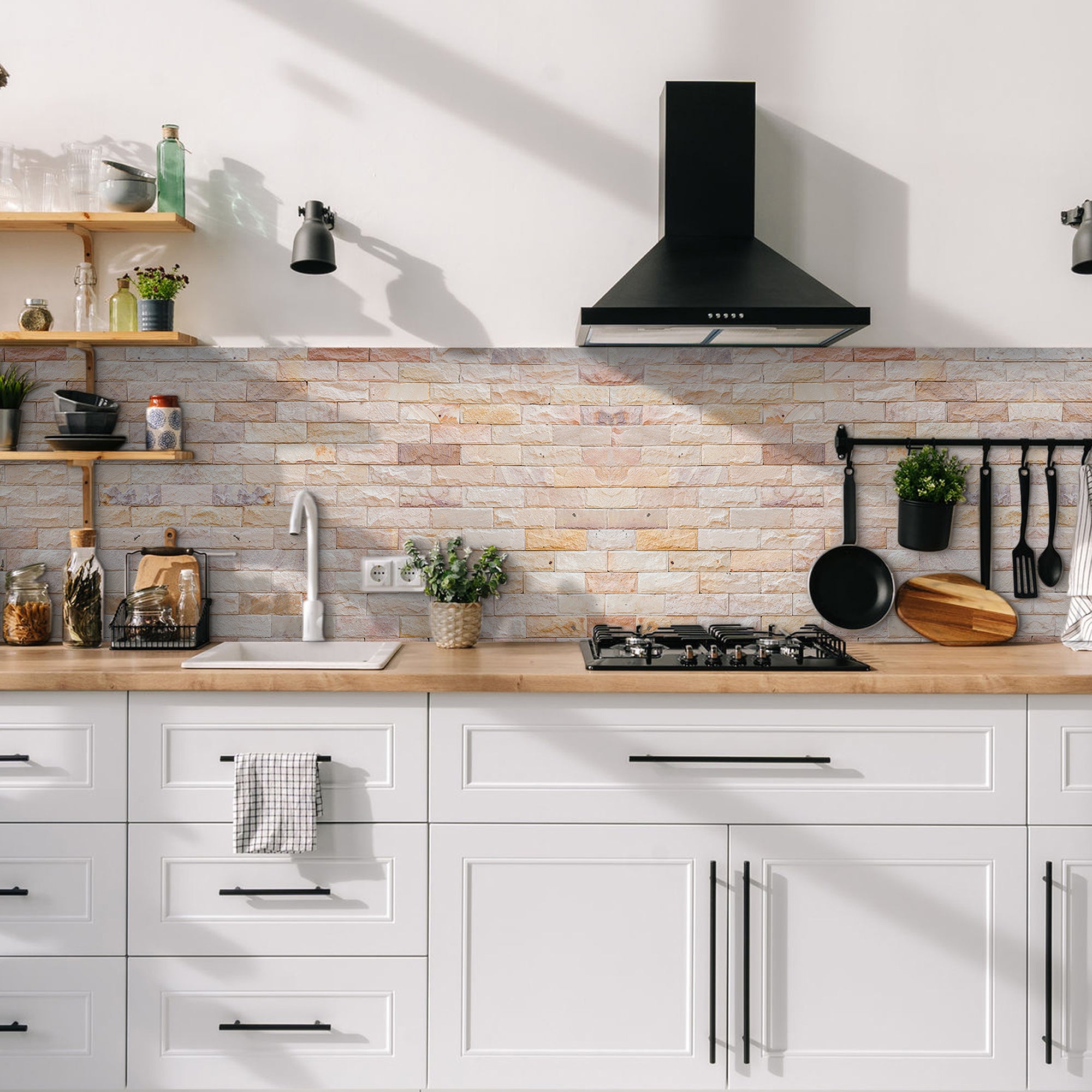 Crédence adhésive en Vinyle Ignifuge Mur Rustique 260x60 cm | Leroy Merlin