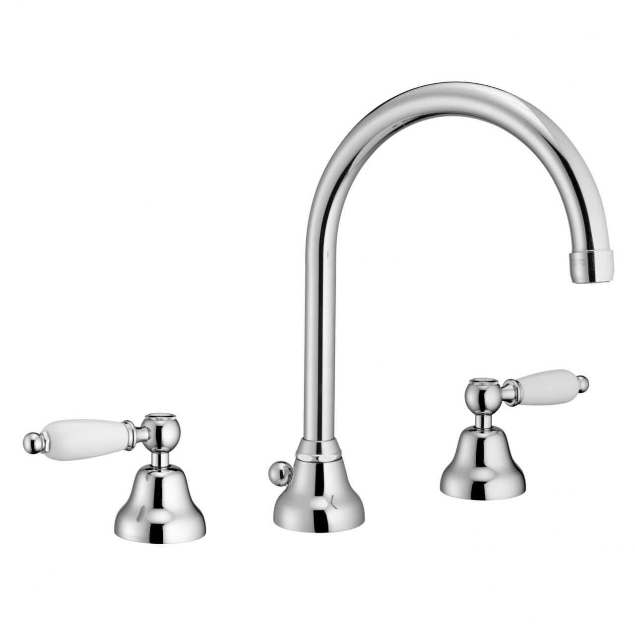 PB classic tap 3-trous robinet de lavabo Leviers blancs avec bec rond ...