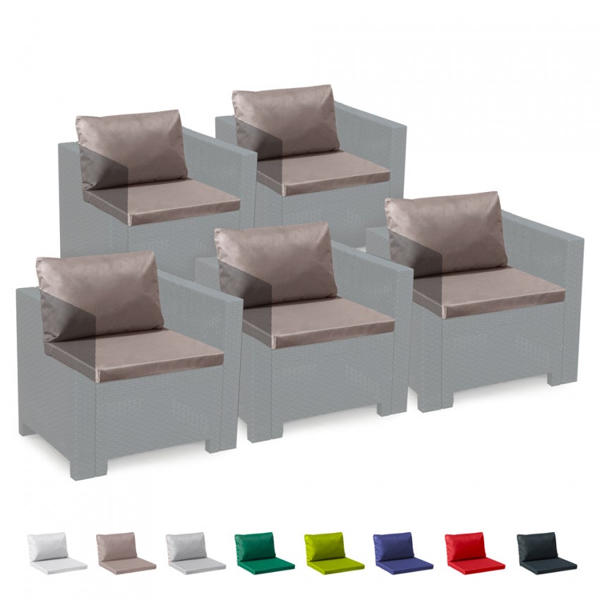 Ensemble de 5 coussins de rechange imperméables pour salon de jardin en ...