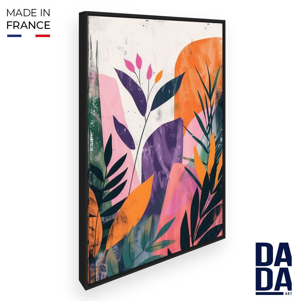 Toile encadrée Feuillage vibrant / 60x90cm / Cadre Noir / Fabriqué en ...
