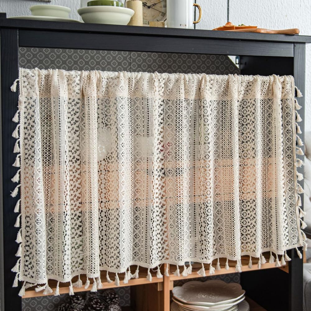 Rideaux Brise-Bise W150 × H45 cm Court Macramé Cuisine Placard Boheme ...