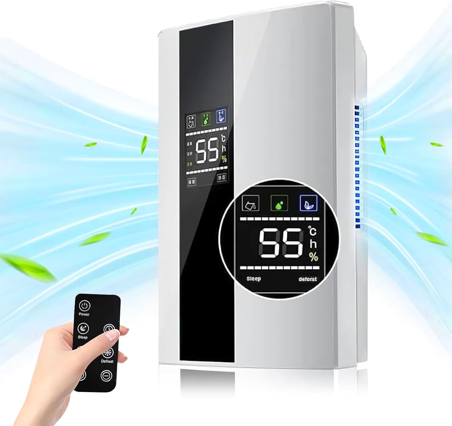 Déshumidificateur d'air électrique 2200 ml, silencieux, humidificateur ...
