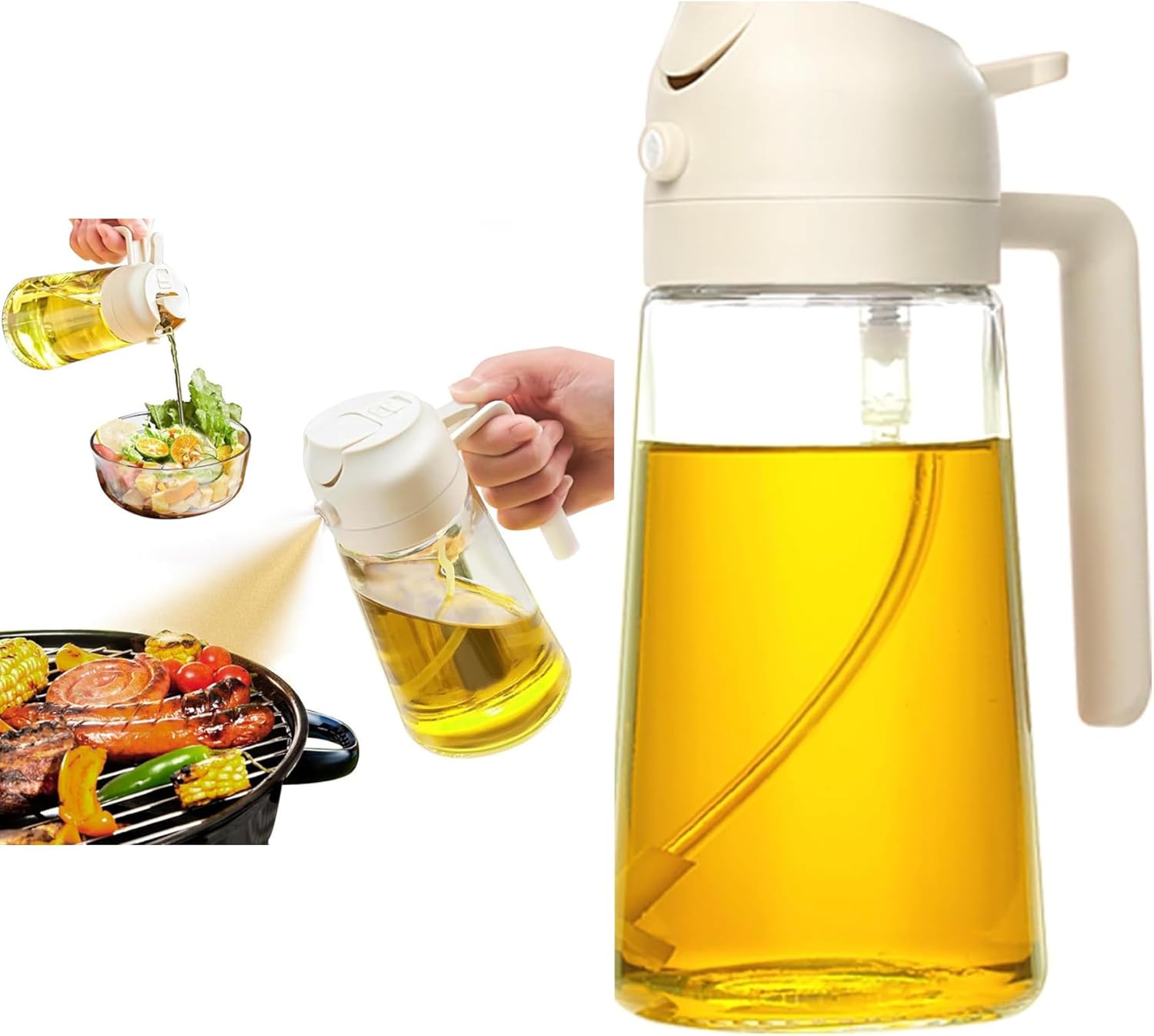 Huile de cuisson en spray 2 en 1, blanc cassé, 450 ml, bouteille en ...
