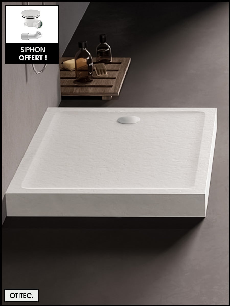 Receveur de Douche Rectangle - 70 x 120 x 11,5 cm - Blanc Effet Pierre ...