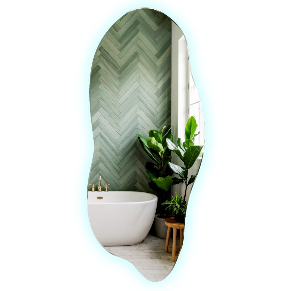 Espejo irregular LED luz fría dimmable, ideal para recibidores o decoración. Tamaño: 40x90 cm ...