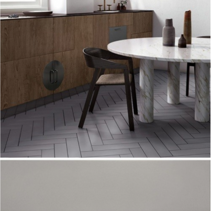 Carrelage sol / mur pose baton rompu chevron uni gris mate STROMBOLI ...