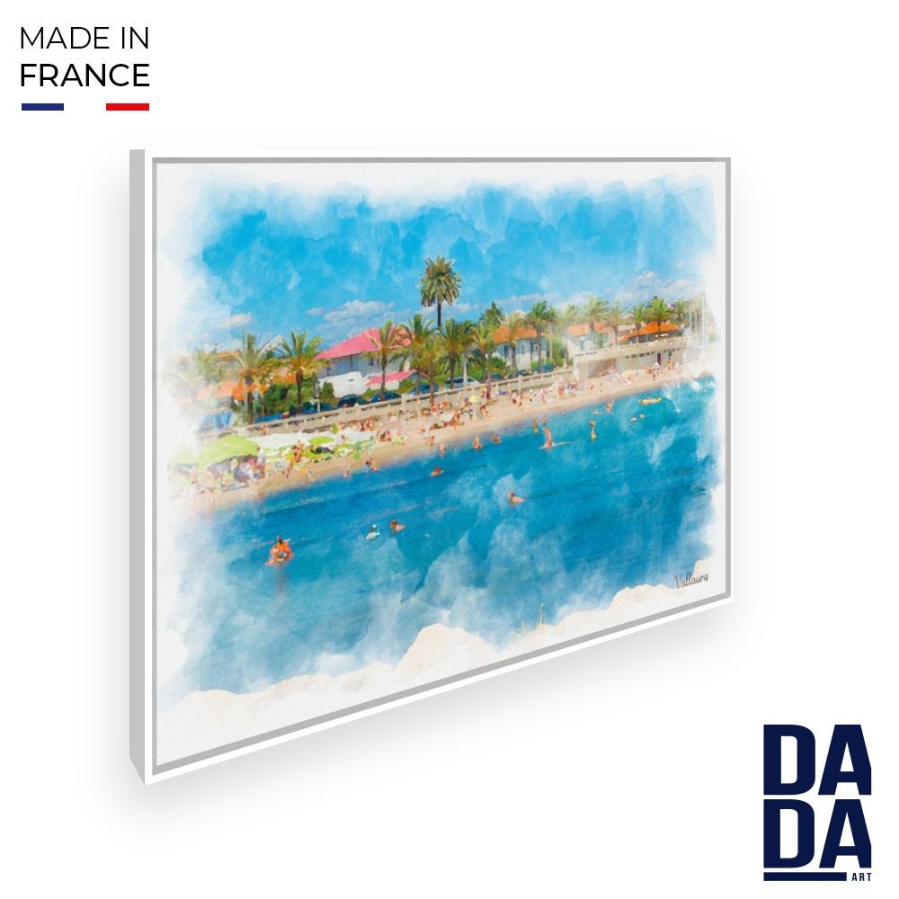 Tableau Plage de Vallauris / 45x60cm / Cadre Blanc / Fabriqué en France ...