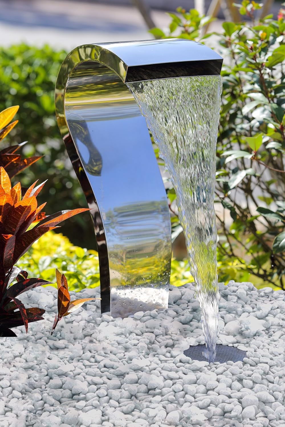 Köhko® Cascade Cygne en acier inoxydable 23005 Jeu d'eau avec éclairage ...