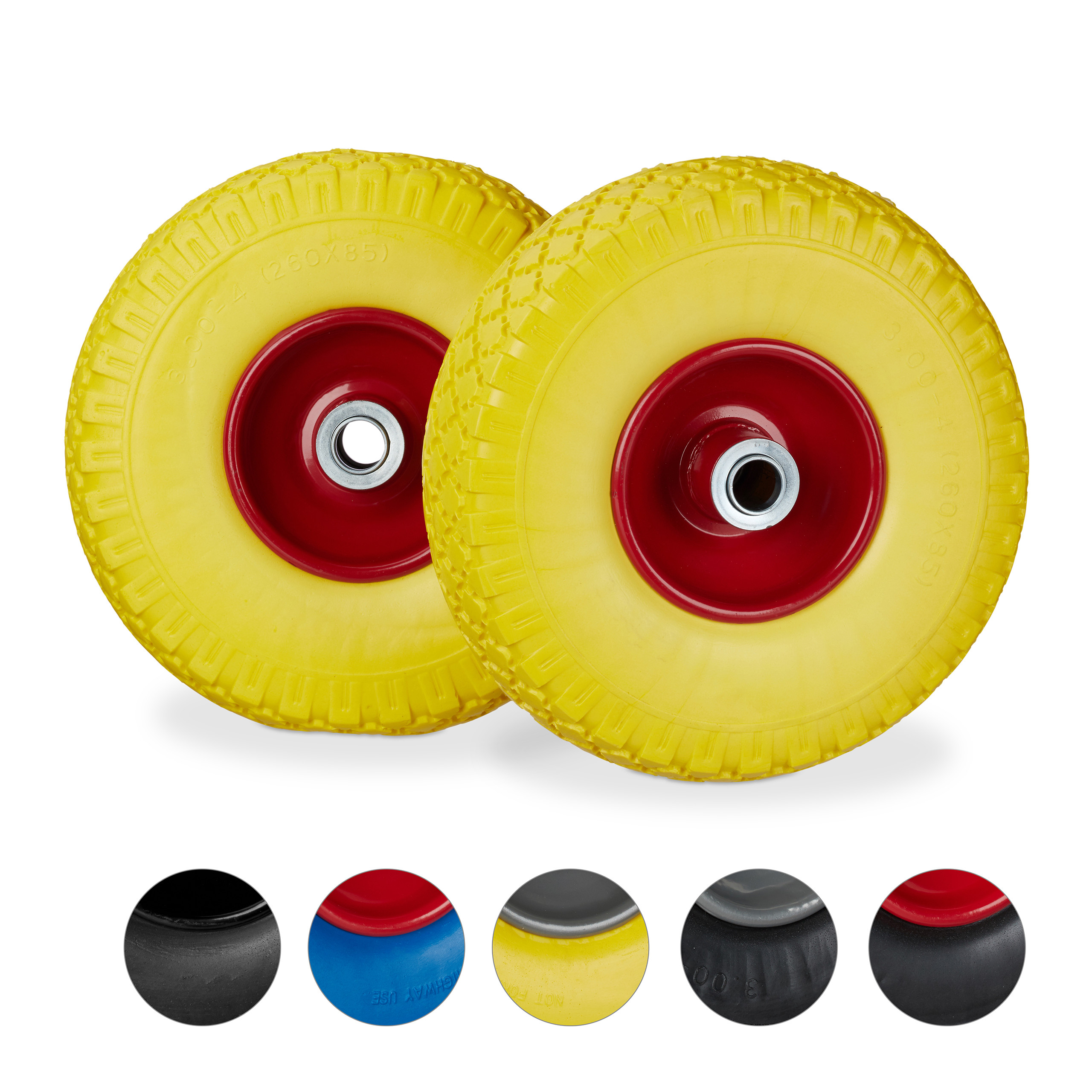 Roue de diable, lot de 2, roues de brouette, en caoutchouc, axe de 20 ...