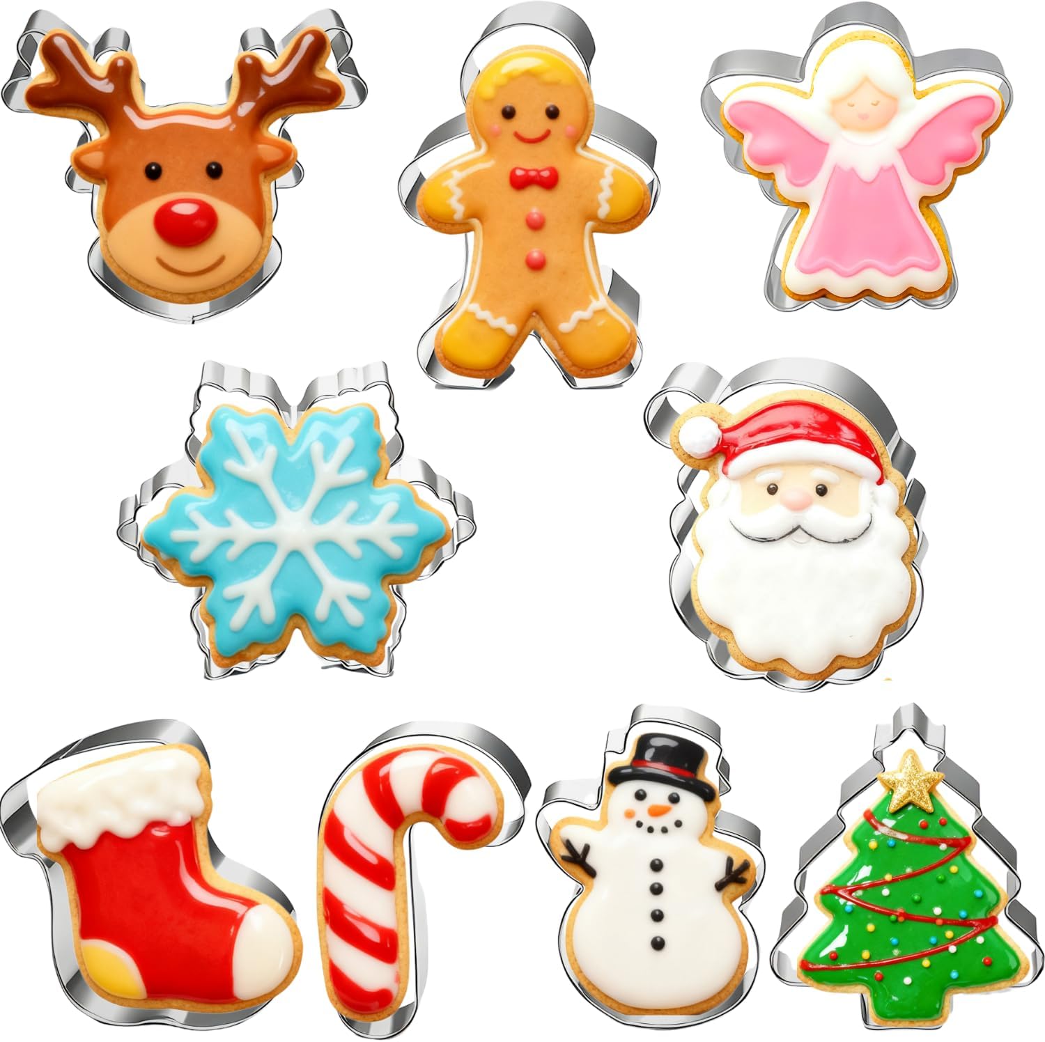 Emporte-pièces de Noël -9 pièces - bonhomme de pain d'épices, flocon de ...