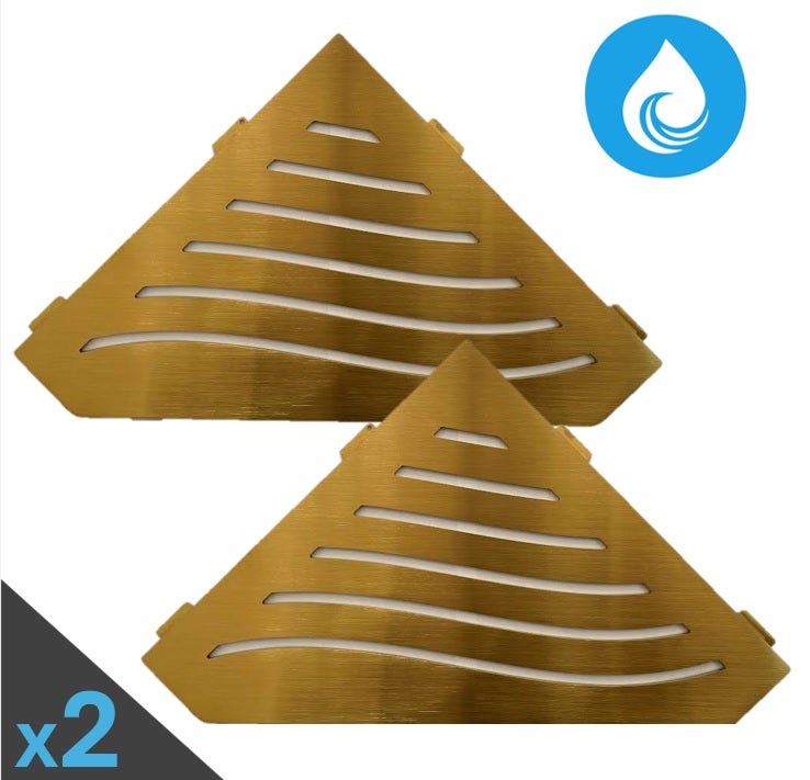 Tablette d'angle murale de douche Waves - Or Brossé - Vendu par 2 ...