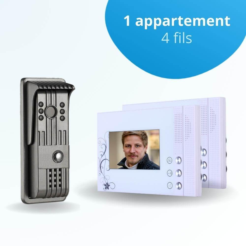 Portier interphone vidéo pili 4 fils - 2 écrans blancs | Bricoman