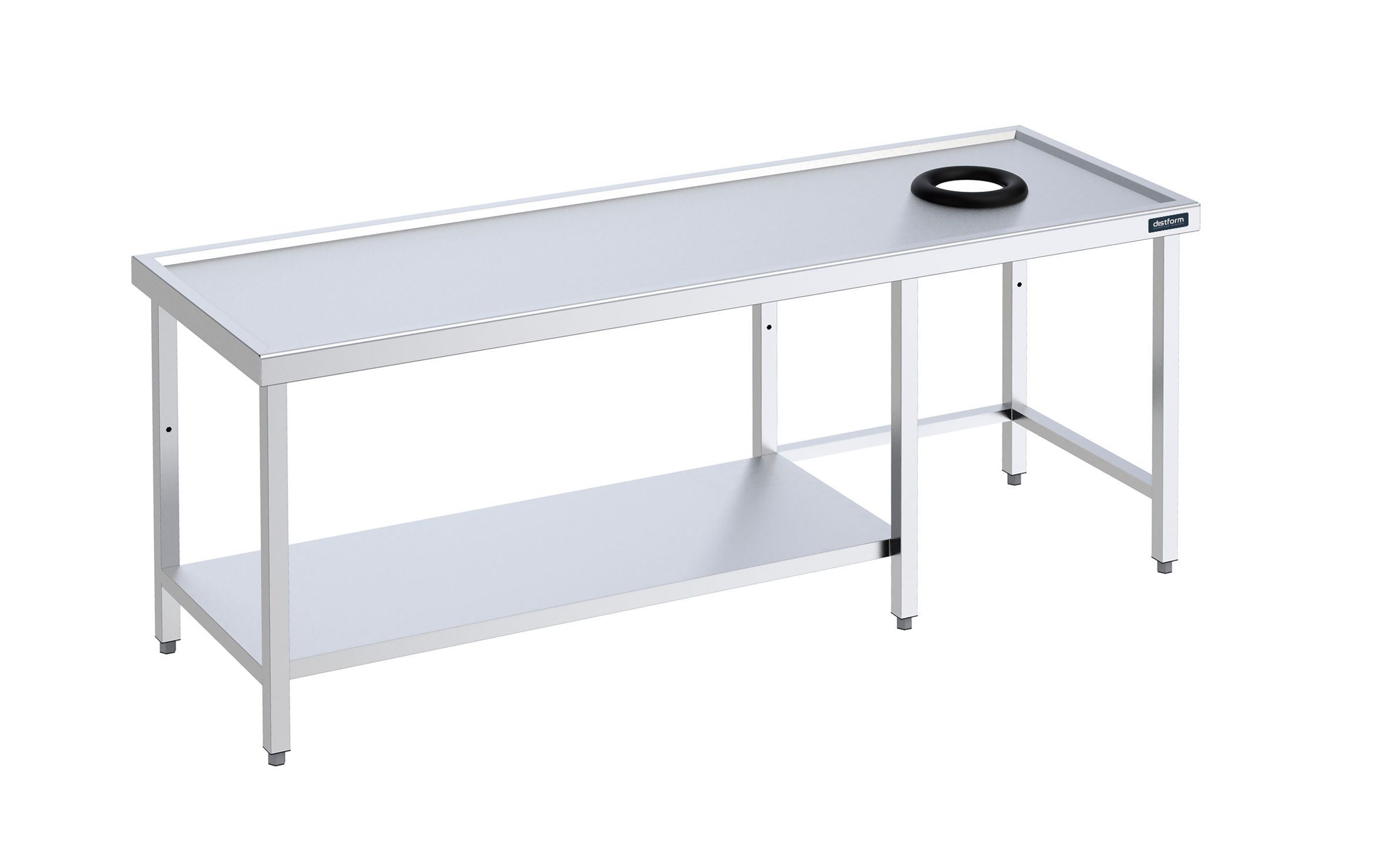 Table avec Trou Vide-Déchets en Inox avec Demi-Étagère - Distform - l160- L0- P0- h85- Inox ...