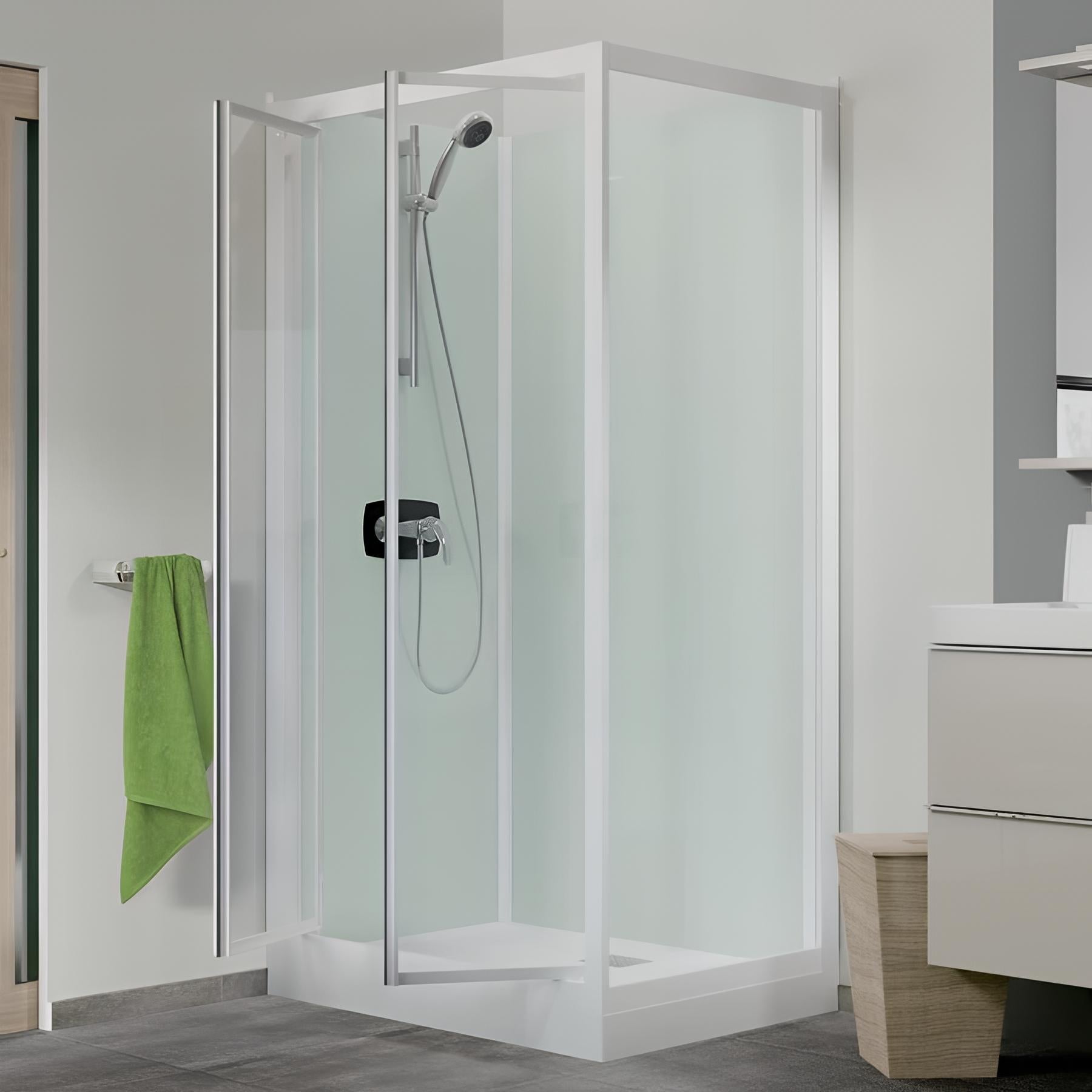 Cabine de douche KINEDO GLASS 70x70 installation en niche hauteur du ...
