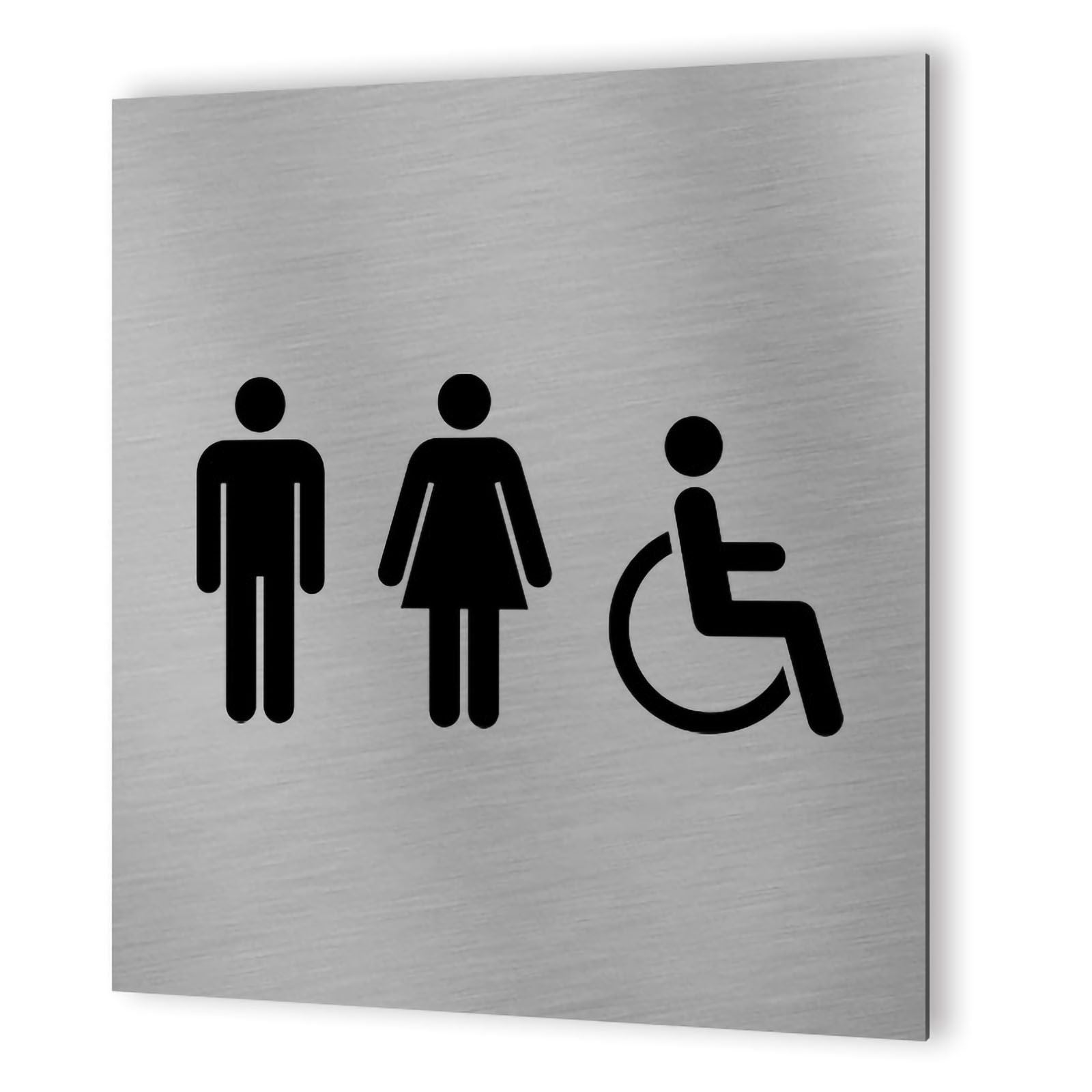 Pictogramme WC format 20 cm x 20 cm en Dibond Aluminium brossé - Modèle ...