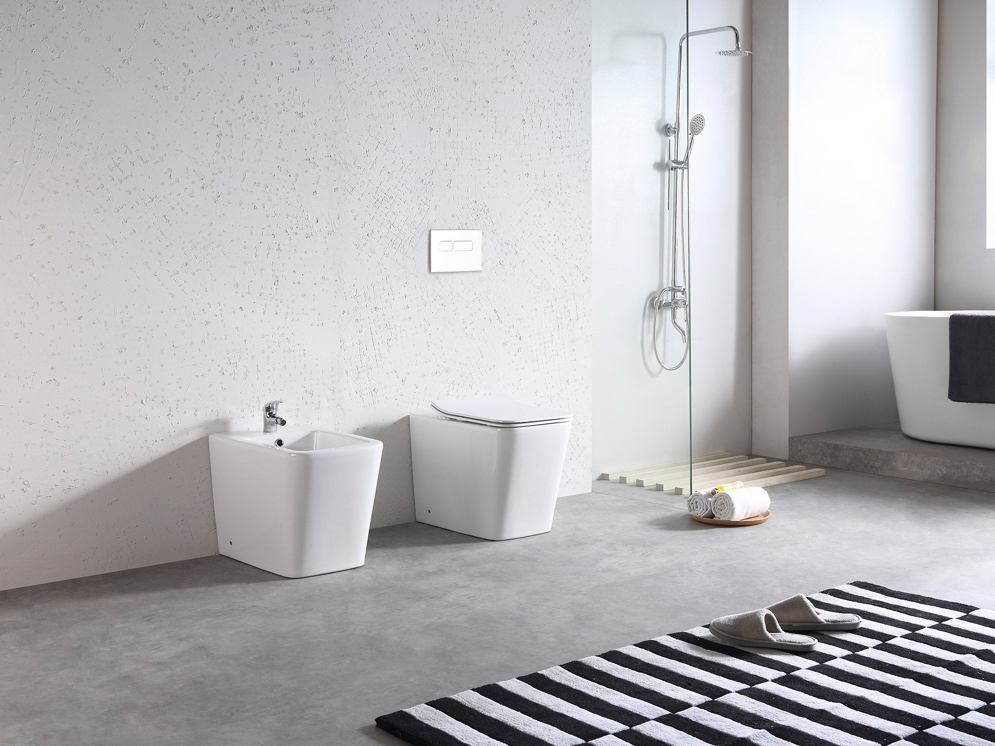 Paire de Sanitaires Edge Rim – Cuvette + Bidet Filo Muro Blanc Brillant ...