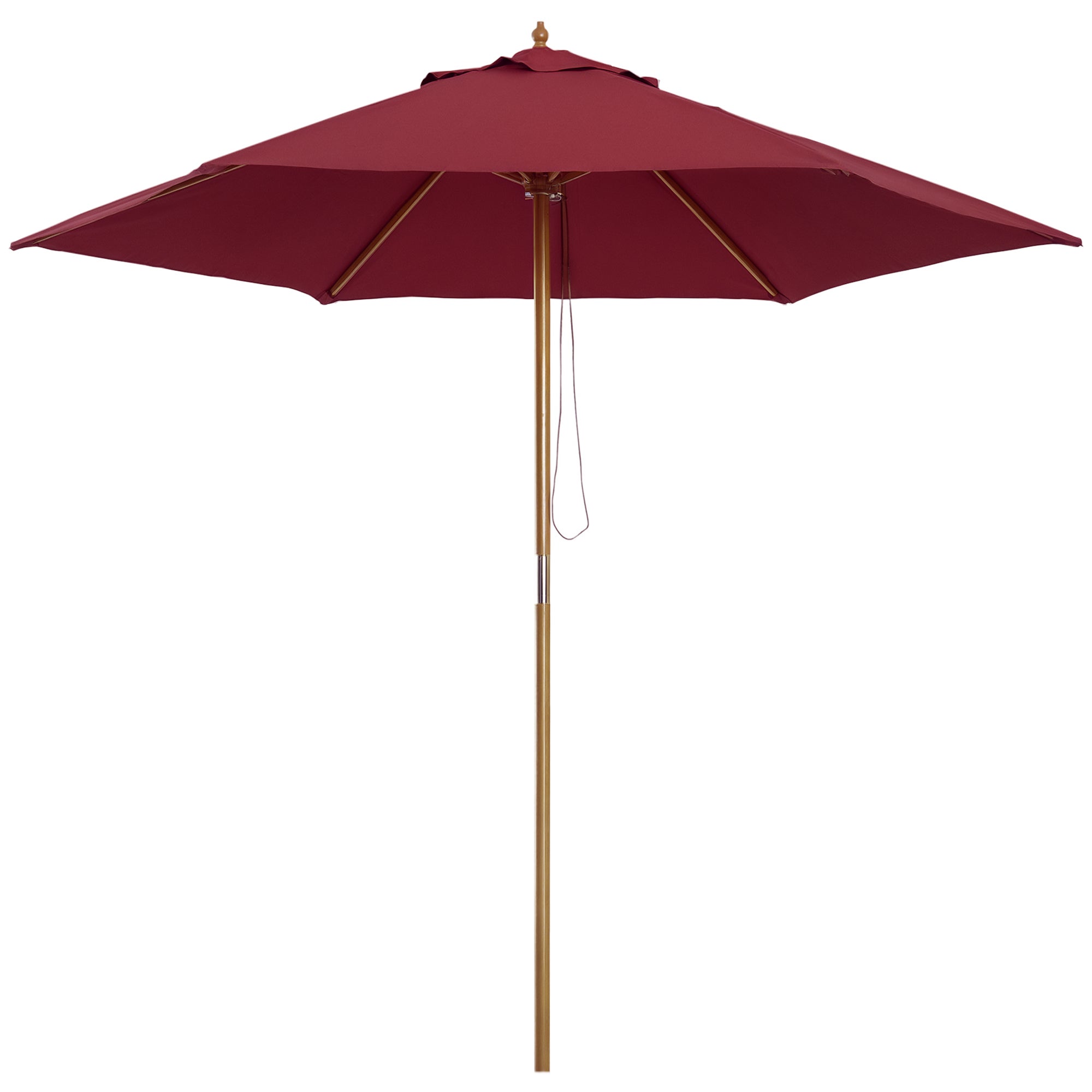 Parasol de Jardín OUTSUNNY Bambú, Madera, Poliéster Rojo Vino Ø250x230 ...
