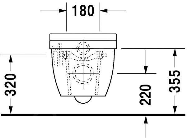 WC suspendu Duravit Starck 3 540mm WC à évacuation verticale, fixation ...