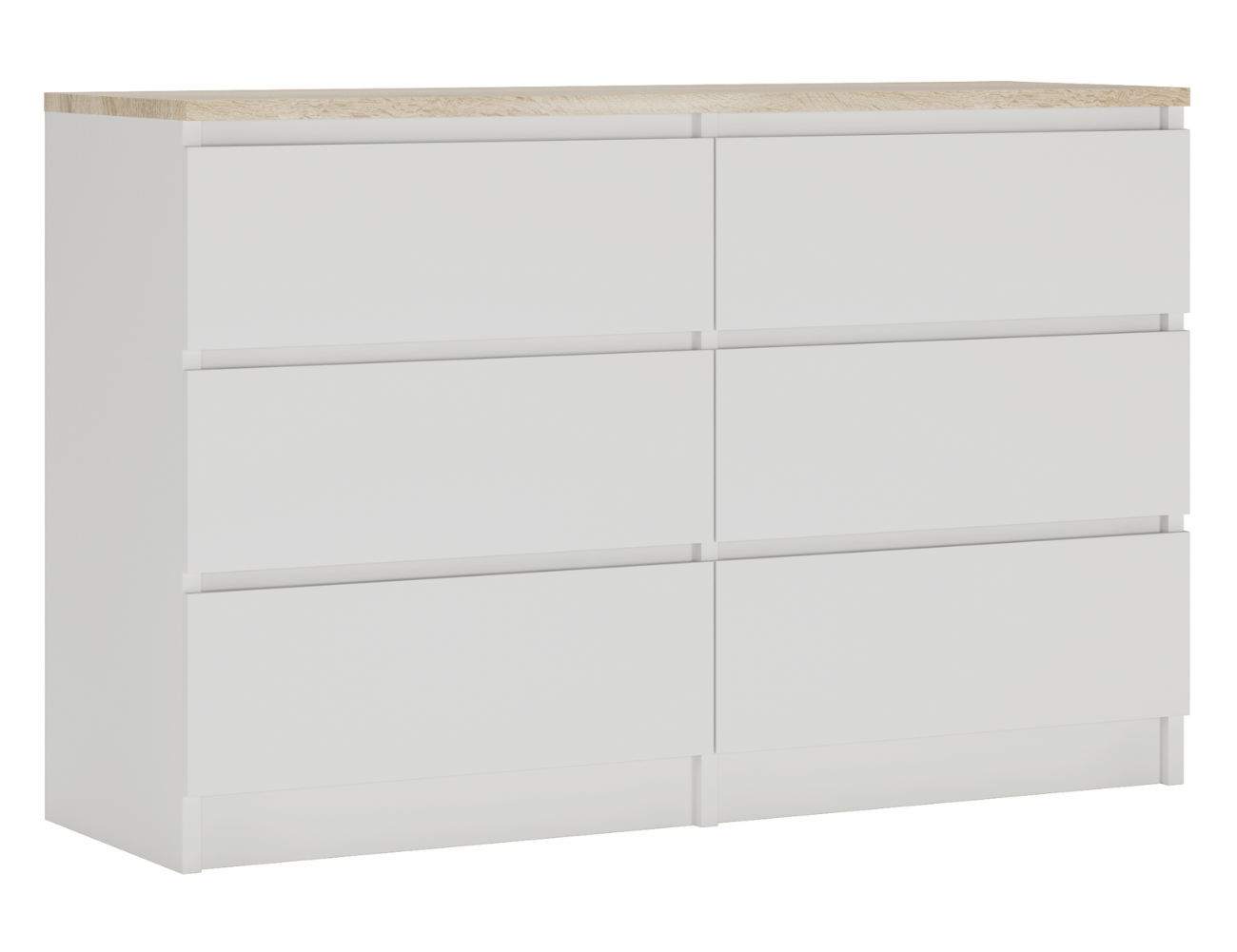 Commode 6 Tiroirs, chêne sonoma / blanc Top, 120 x 39 x 79 cm | Leroy ...