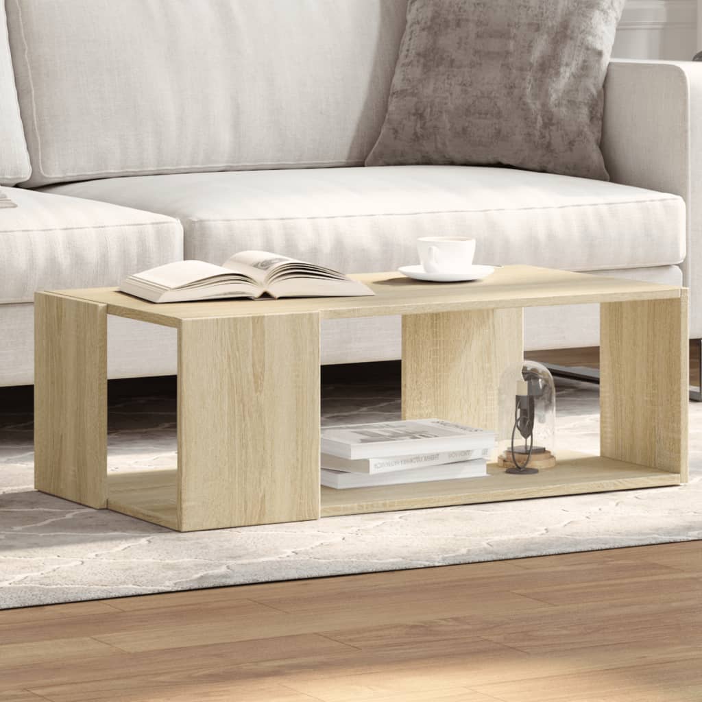 Mesa de centro roble Sonoma 89,5x48x30 cm madera contrachapada | Leroy ...