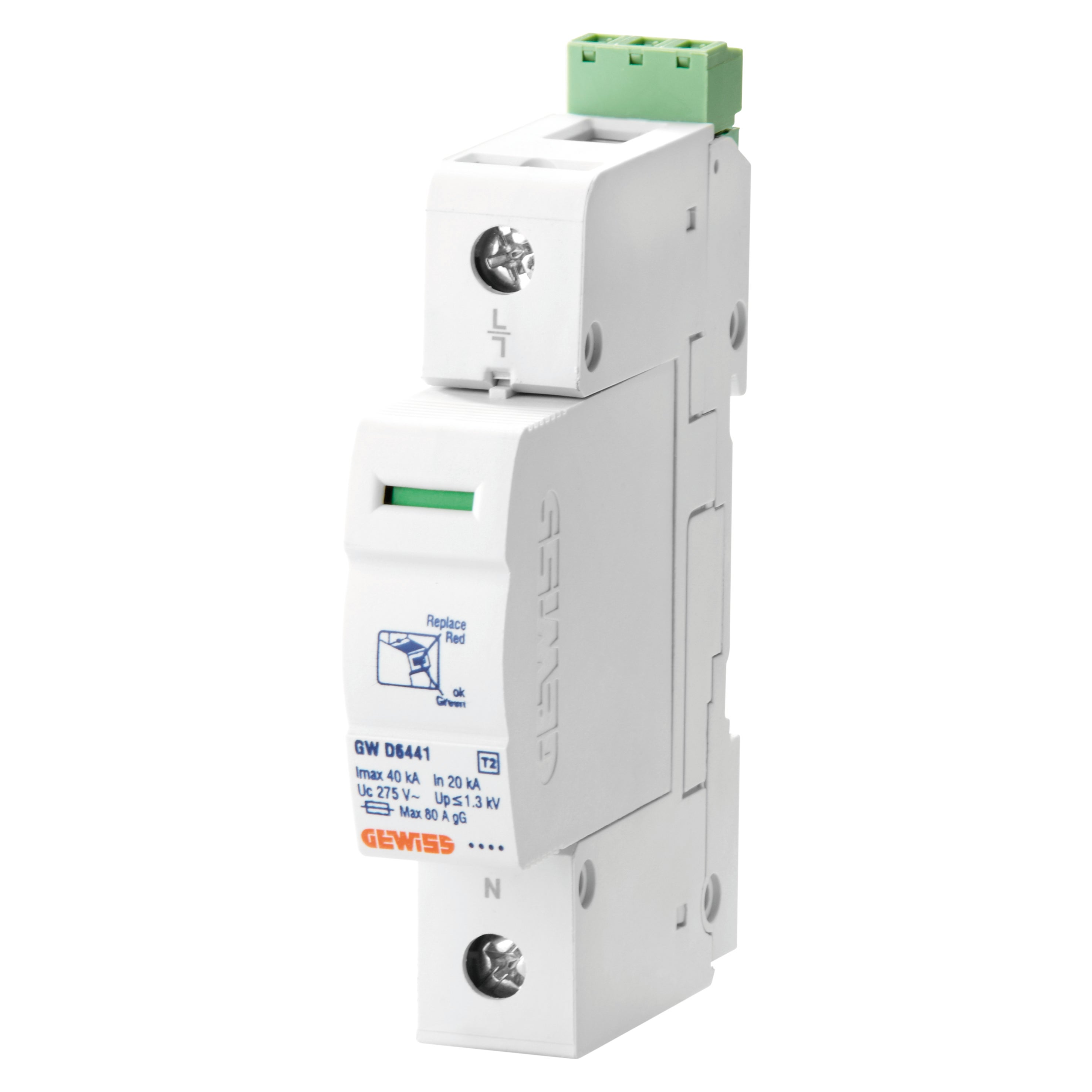 Parafoudre monophasé 40 kA - Type 2 - 1 module - GEWISS - GWD6412 ...