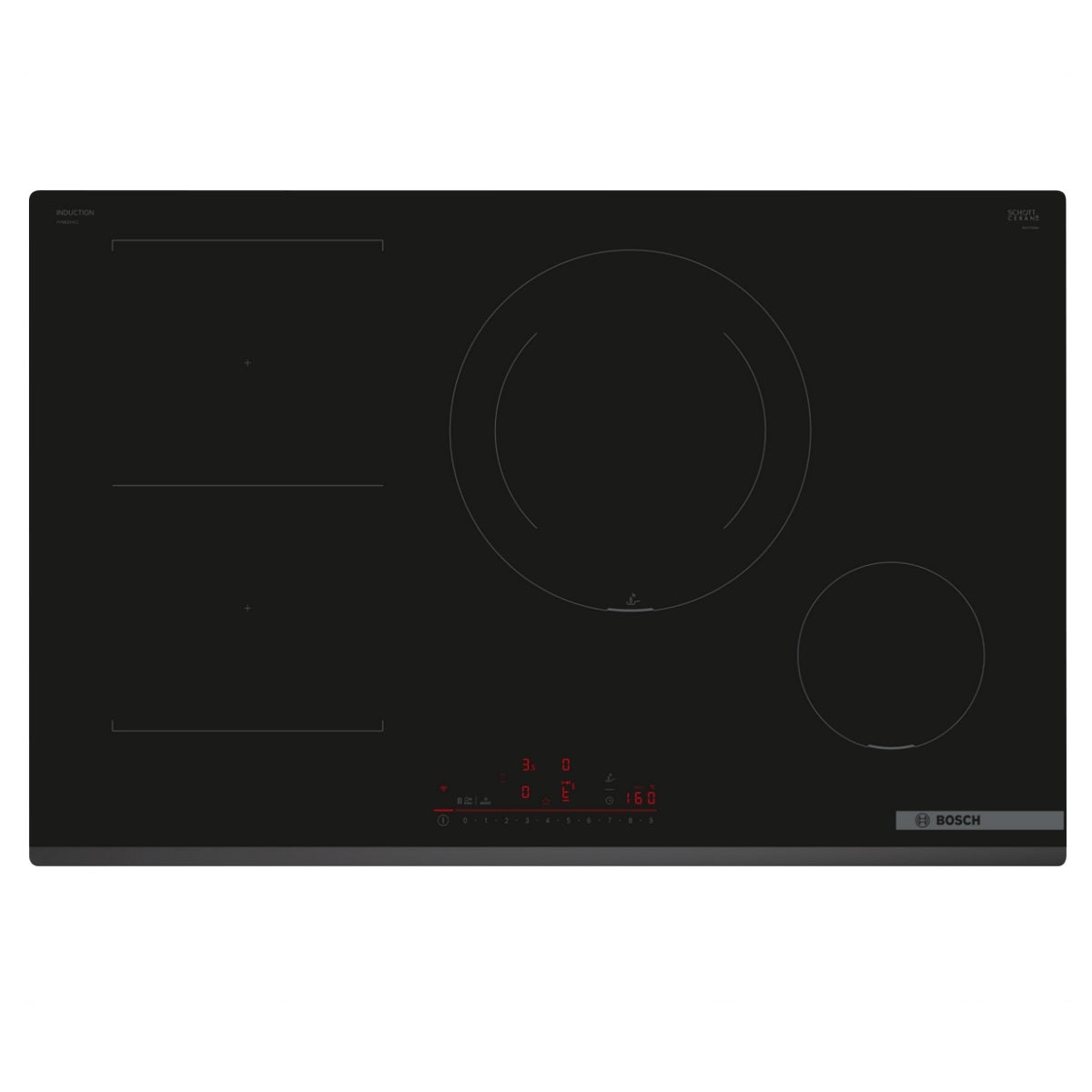 Table de cuisson induction 80cm 4 feux 7400w noir - Bosch PVS831HC1E ...