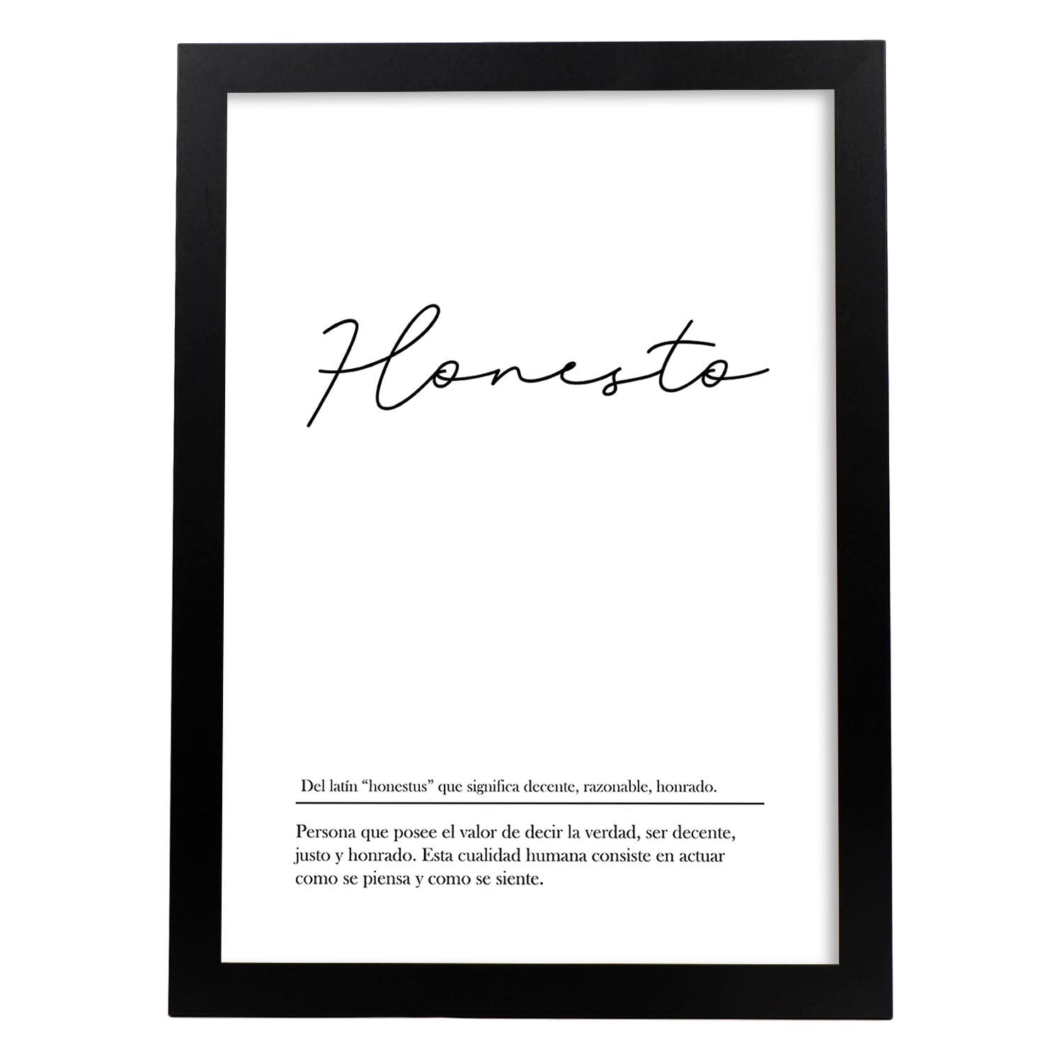 Lámina Con La Definición De La Palabra Honesto En Con Fondo Blanco ...