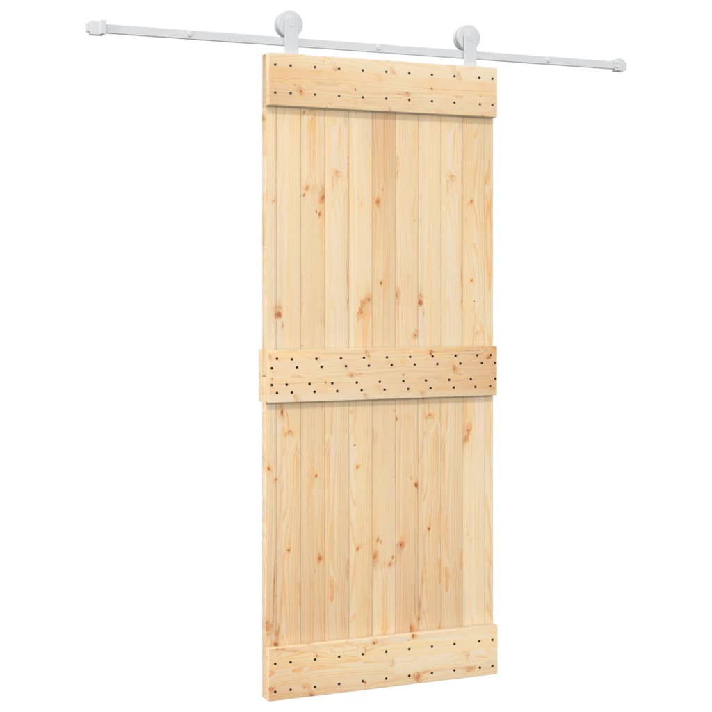 Porte coulissante avec ferrures en pin massif 85x210 cm | Leroy Merlin