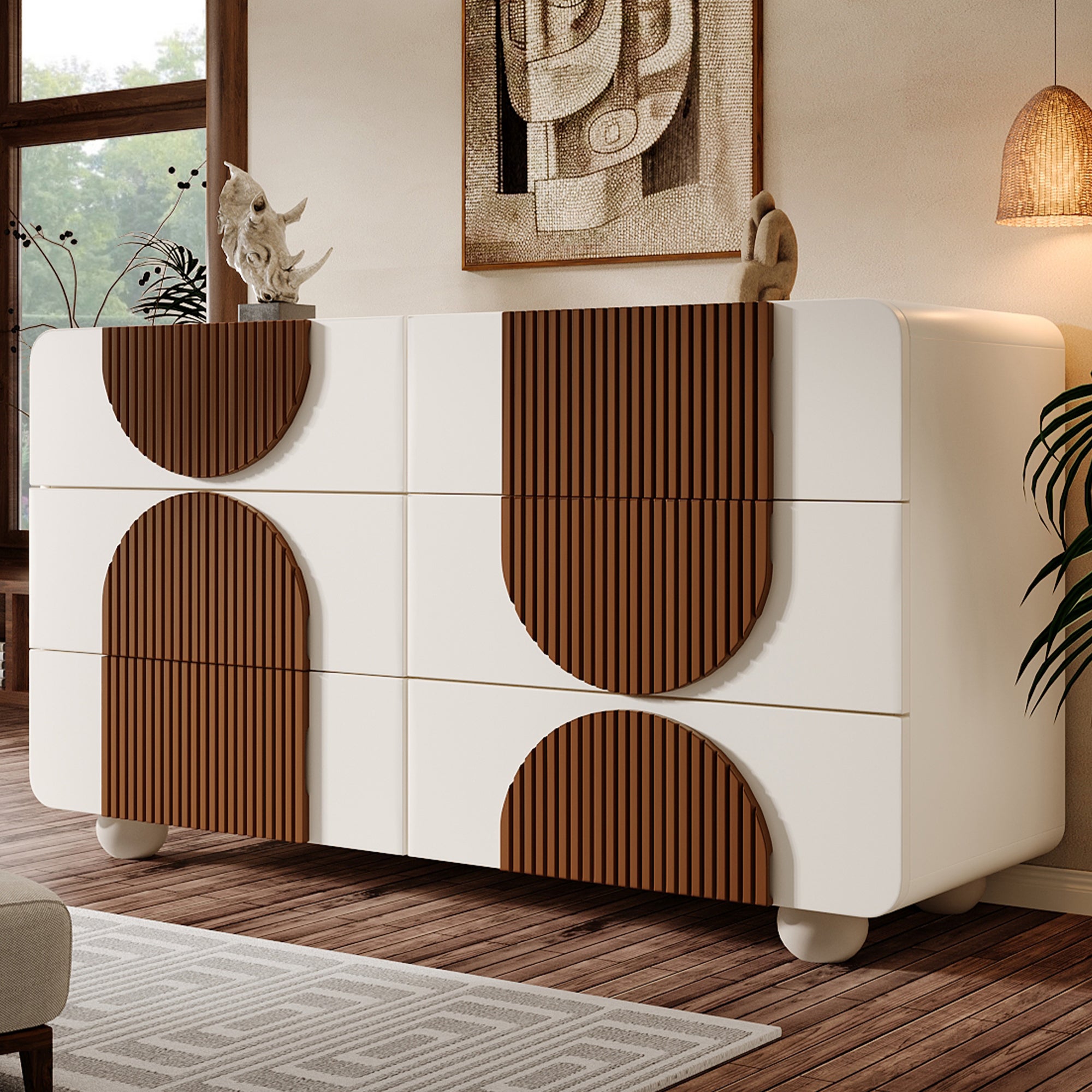 Buffet moderno 121x41x71cm - con 6 cajones deslizantes silenciosos ...