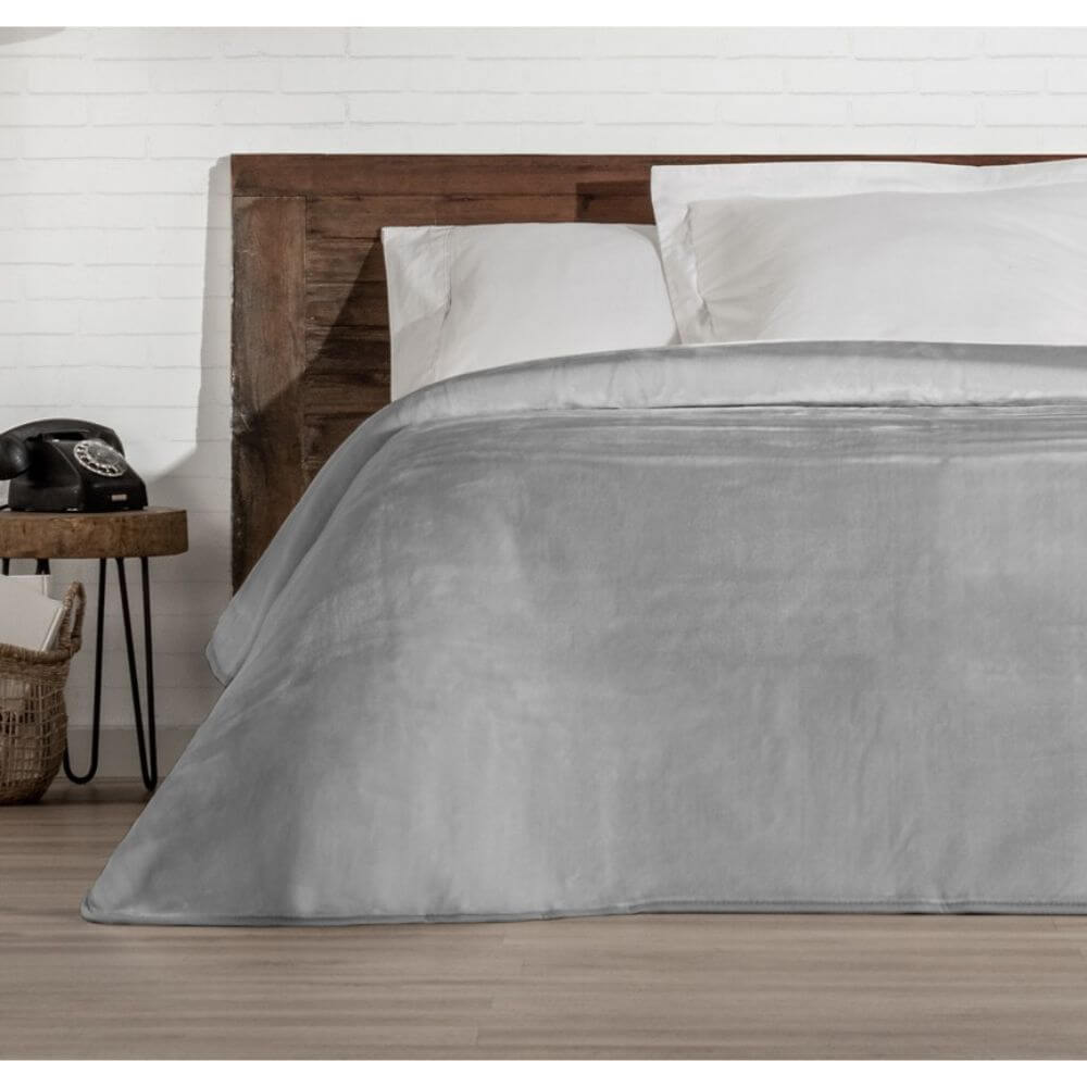 Manterol Manta Terciopelo Lisa Mint c/08 Gris 220x240 cm para cama de ...