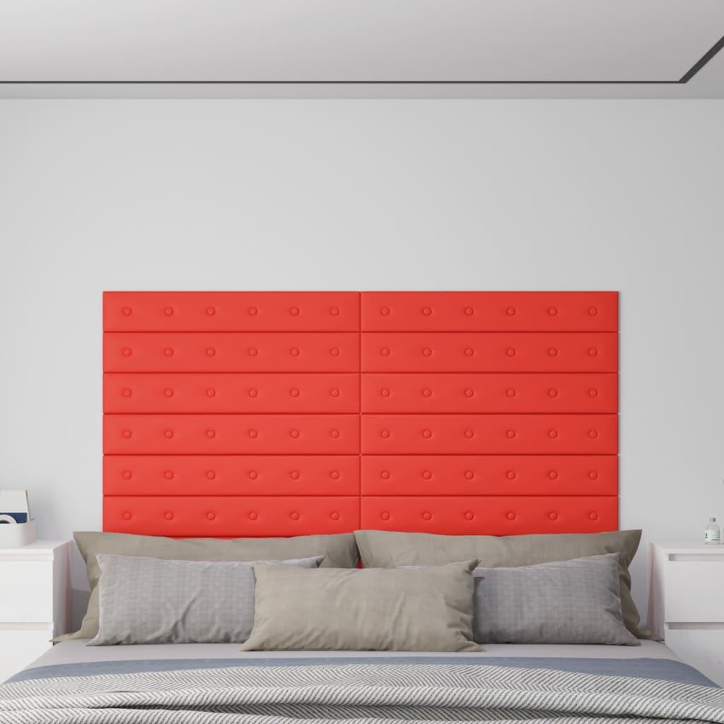 Paneles de pared 12 piezas Rojo 90x15 cm Polipiel 1,62 m2 | Leroy Merlin