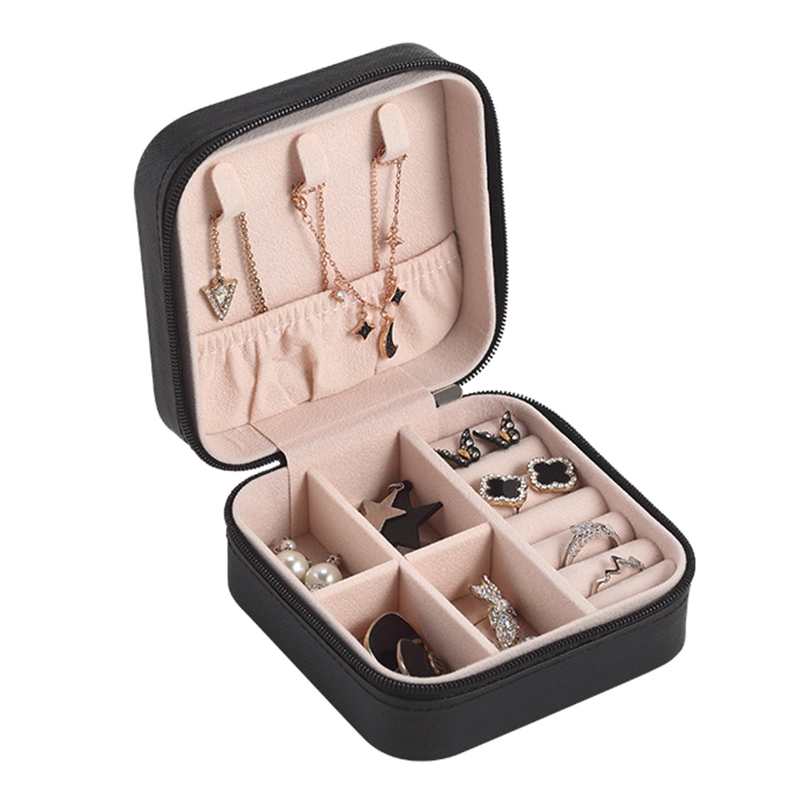Caja de cuero para guardar joyas, con un compartimento para anillos ...