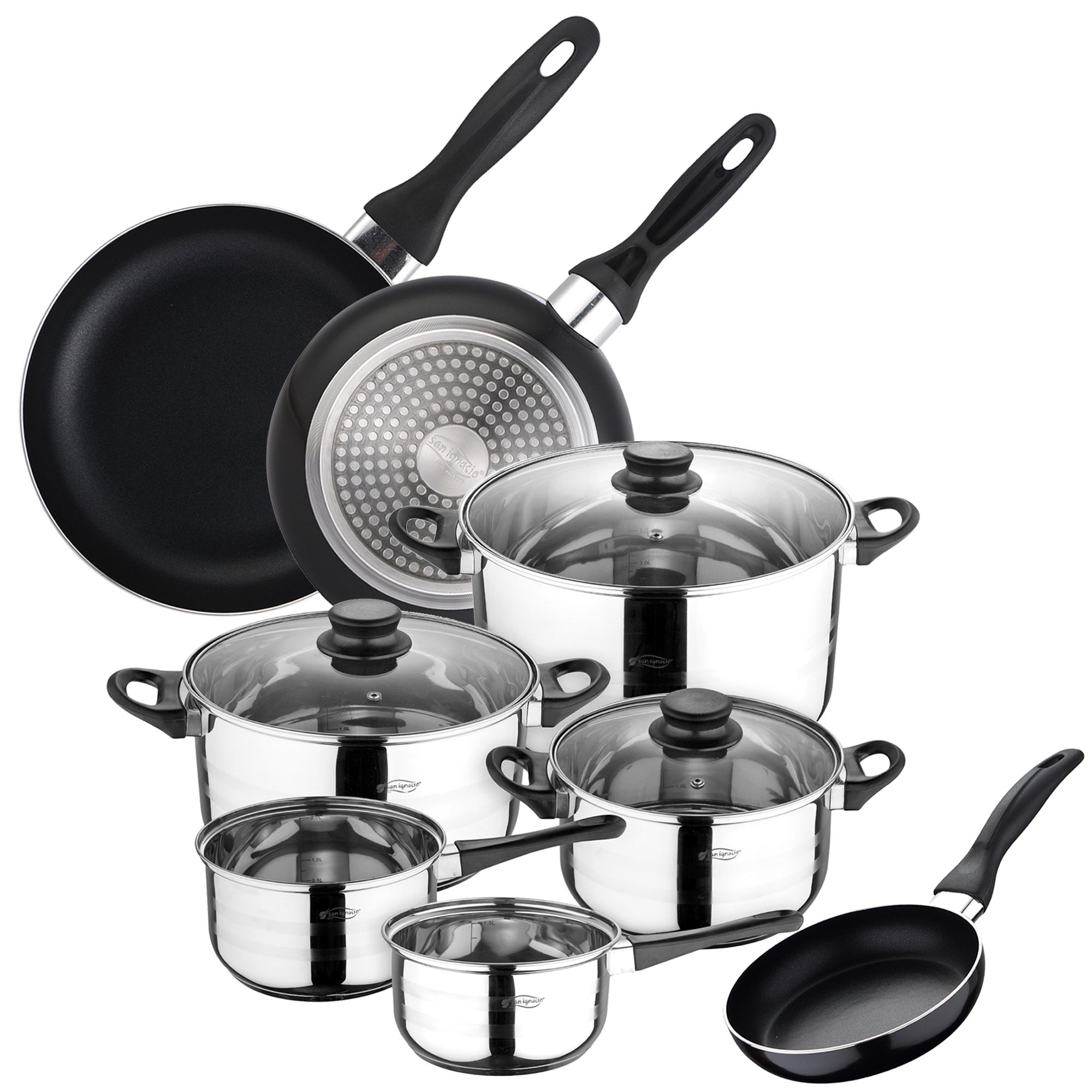 SAN IGNACIO SET: Three Pans Game + Cooking Battery 8 Pieces | Leroy Merlin