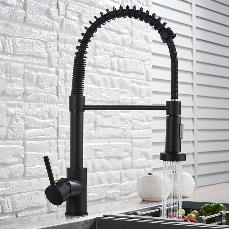 Robinet de cuisine noir mitigeur pivotant 360° avec douchette – Laiton ...