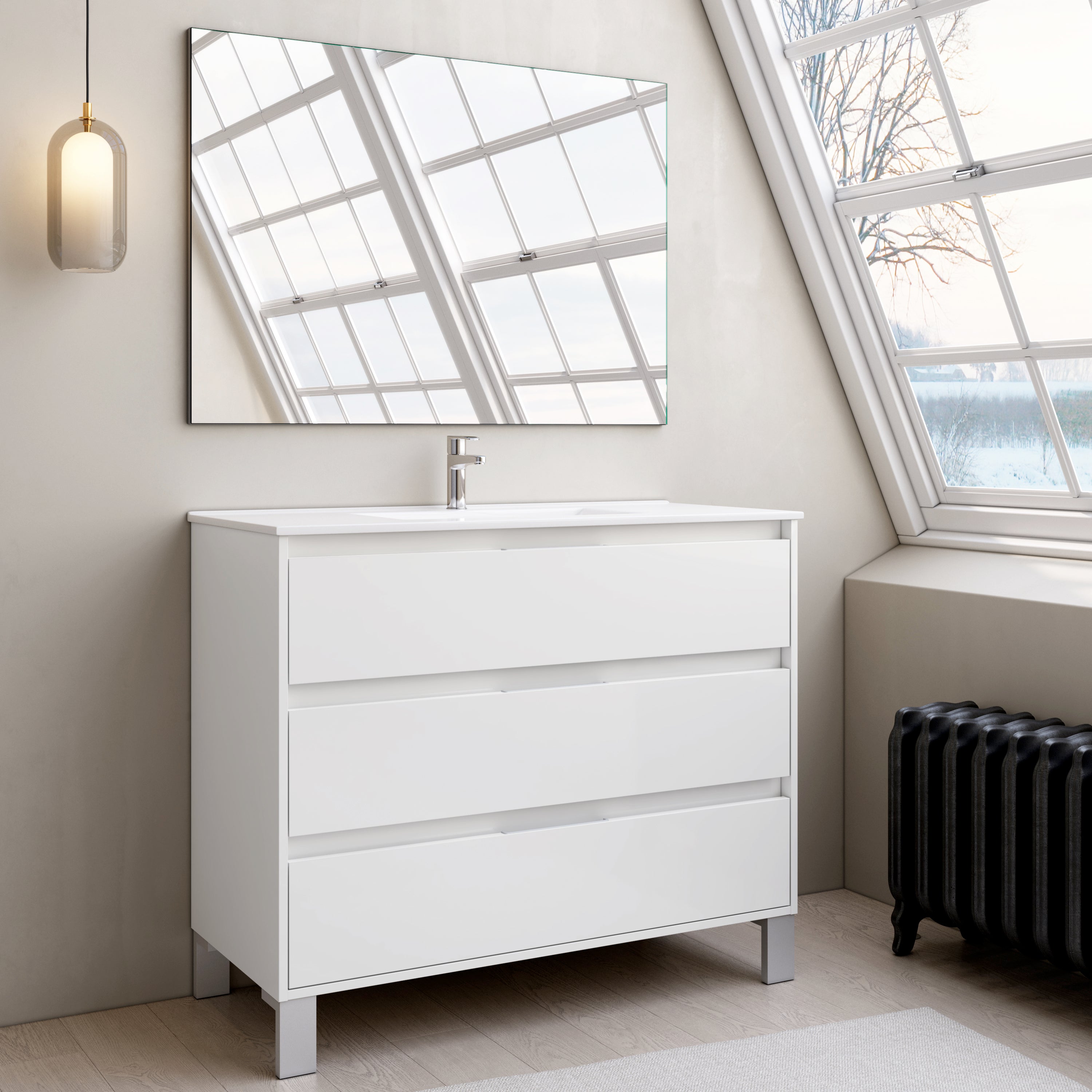 EGORE Mueble de baño PISA 3 Cajones Blanco Lacado 100x45 cm | Leroy Merlin