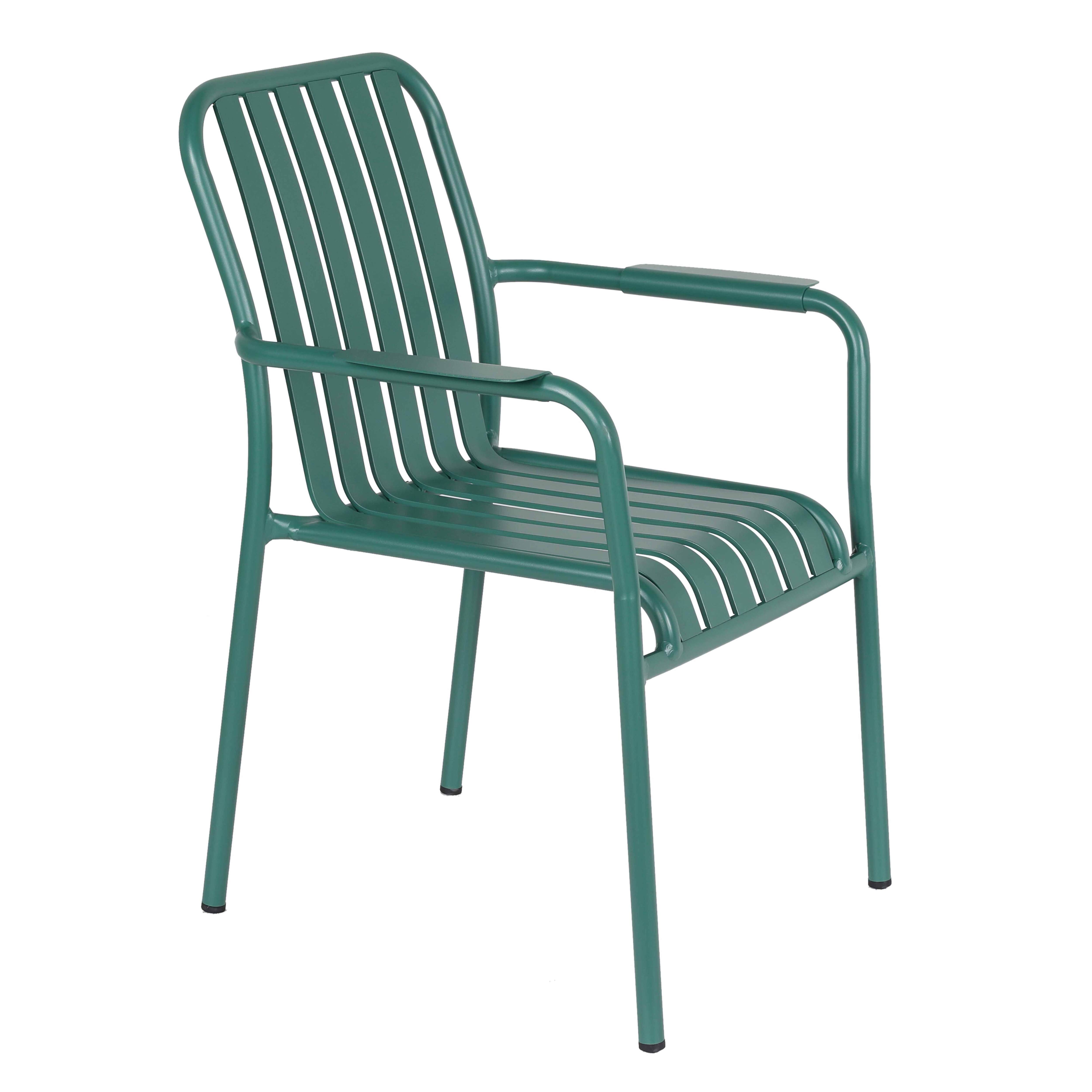 Chaise de terrasse avec accoudoirs en aluminium vert foncé | Leroy Merlin