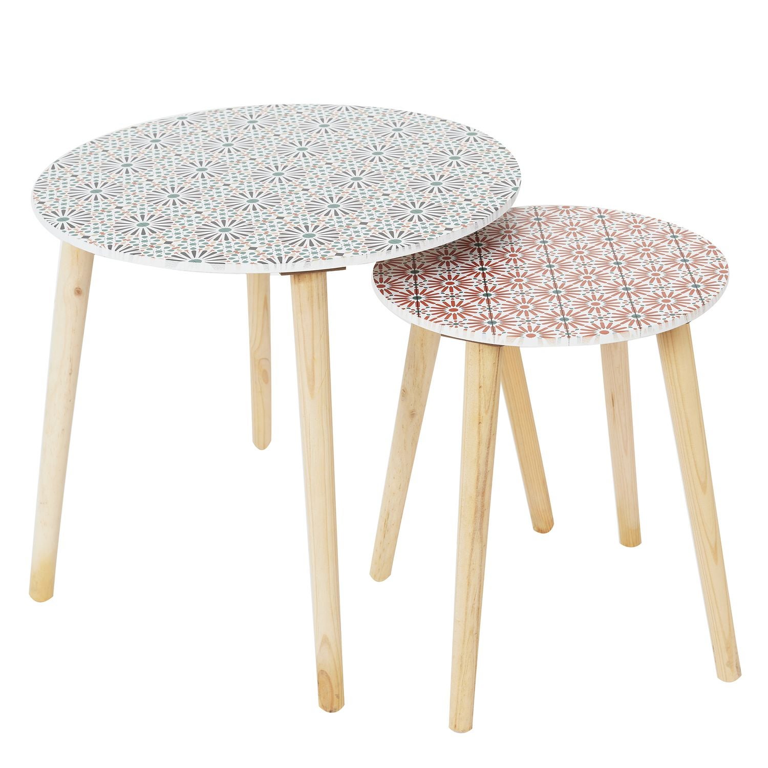 Duo de Tables gigognes Patio rondes - Rouge, Noir et Blanc | Leroy Merlin