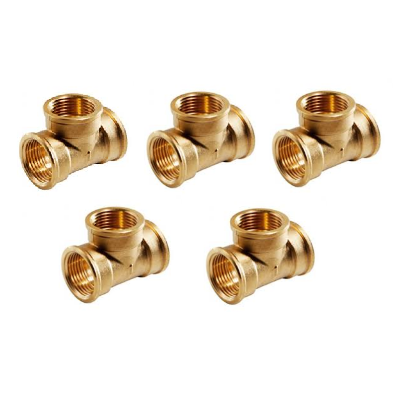 Lot de 5 Te femelle en laiton 1/2'' | Accessoire en laiton Aenor | Filetage femelle 1/2 ...