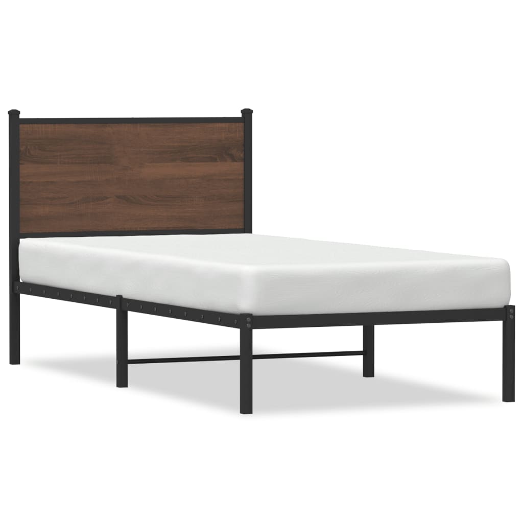 Cadre de lit en métal sans matelas chêne marron 90x200 cm | Leroy Merlin
